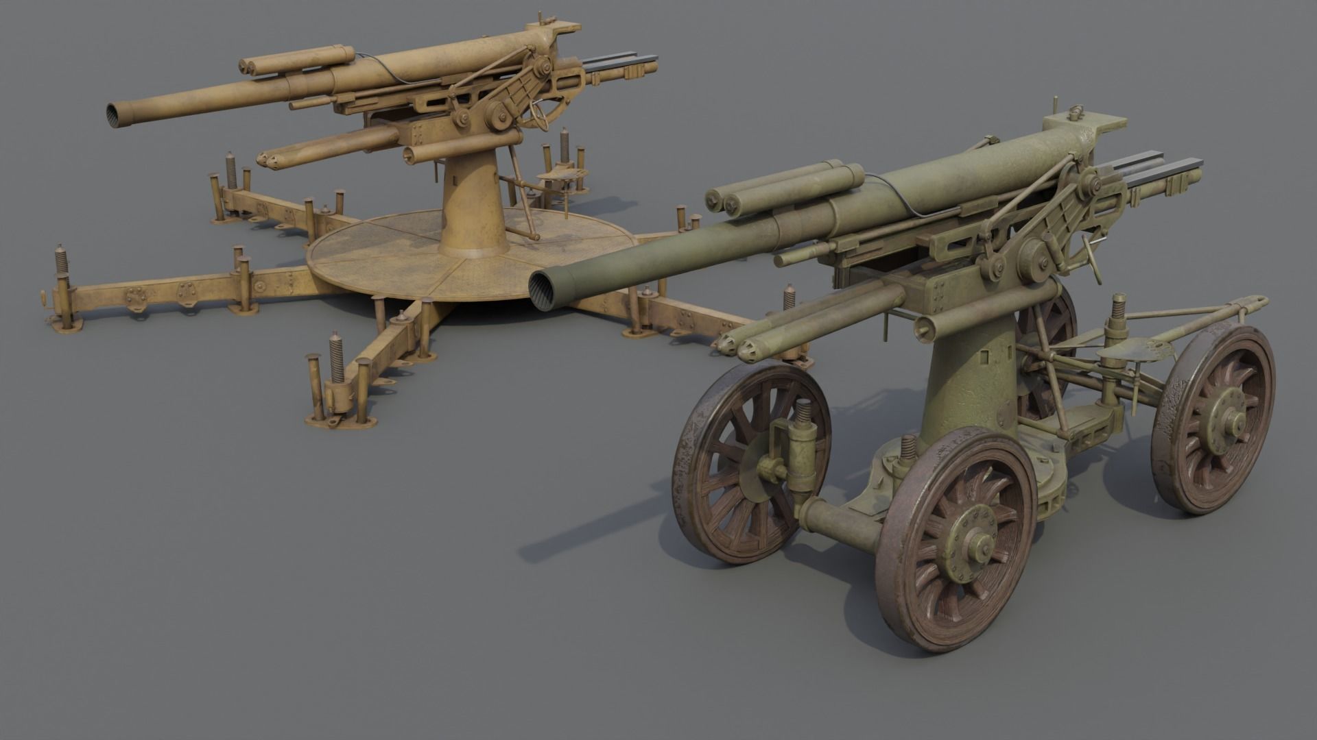 3D model Type 14 10 cm AA gun VR / AR / low-poly | CGTrader