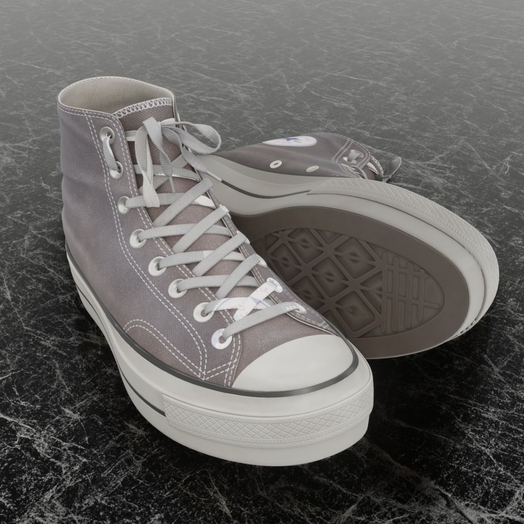 3D model CONVERSE ALL STAR 3D SHOES - GRAY VR / AR / low-poly | CGTrader