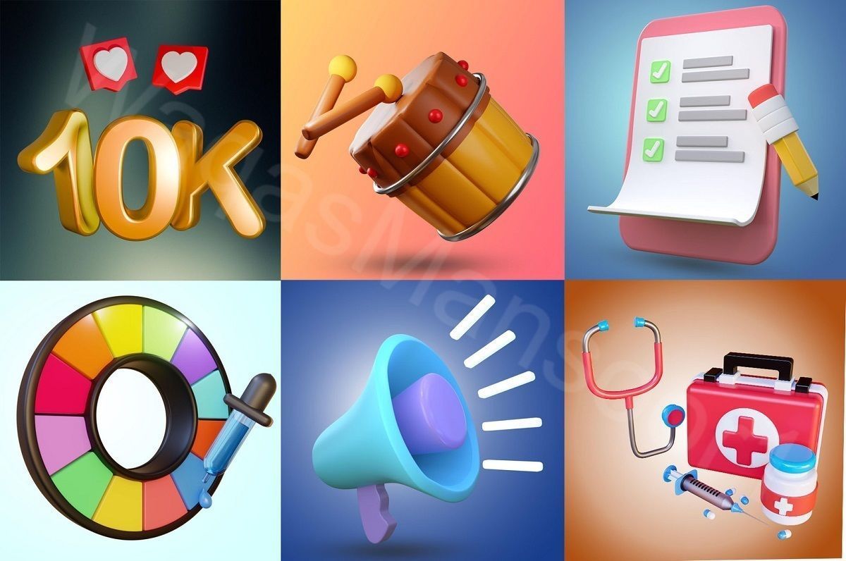 70 high resolution 4K mega 3D icon pack 3D model | CGTrader