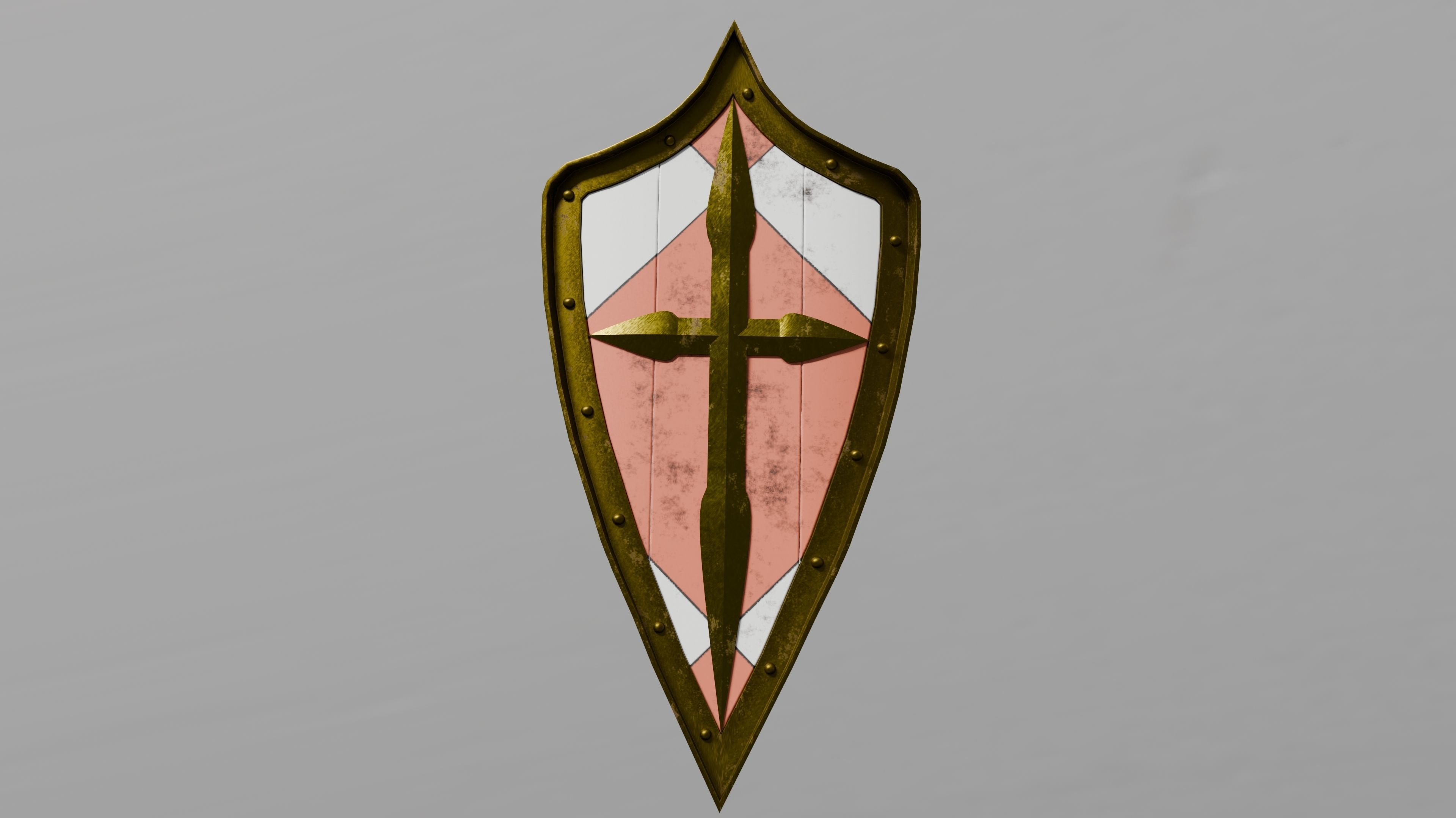 Tri-Parted Pointed Heraldic Shield 3D model | CGTrader