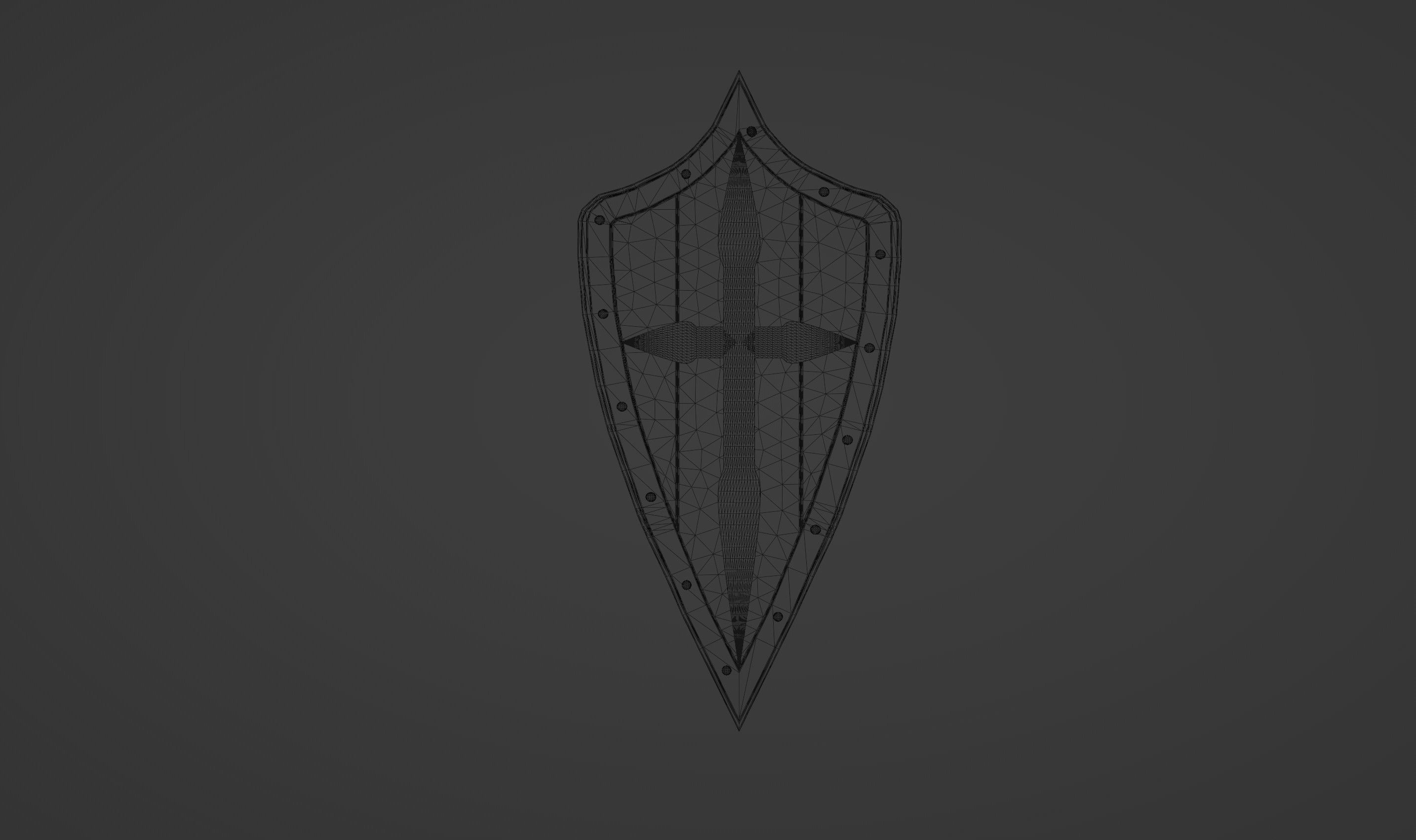 Tri-Parted Pointed Heraldic Shield 3D model | CGTrader