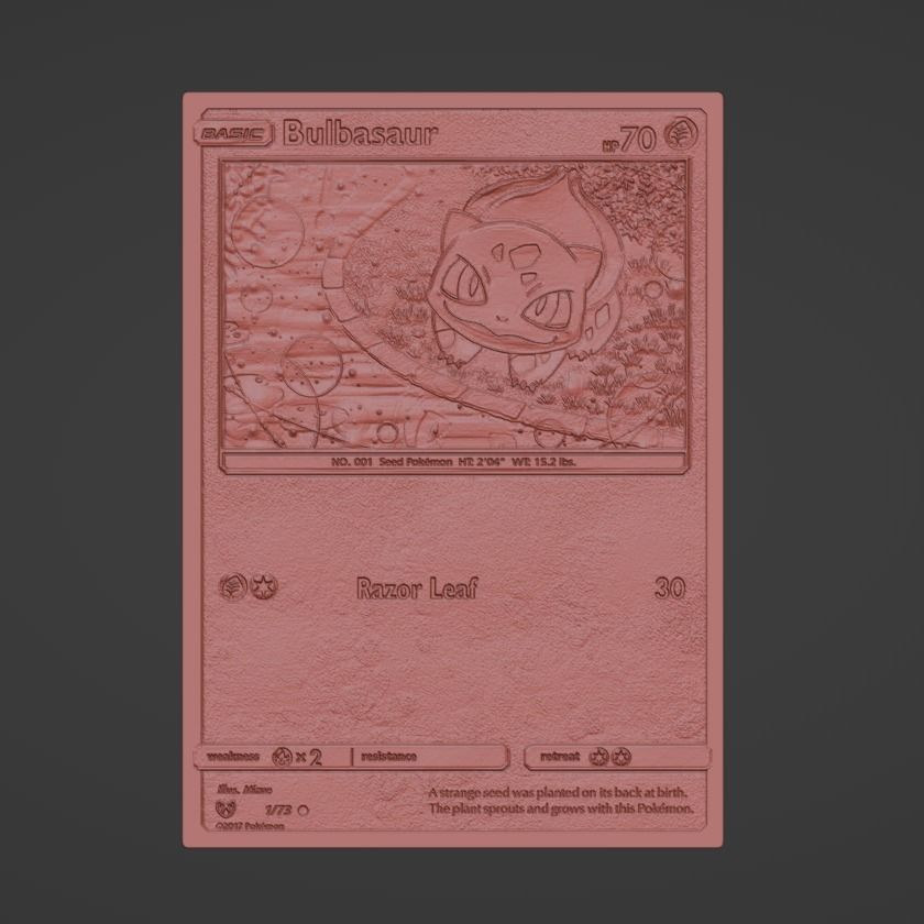 Bulbasaur 4D Card Fan Custom 3D Printing File Pokemon 3D model 3D ...