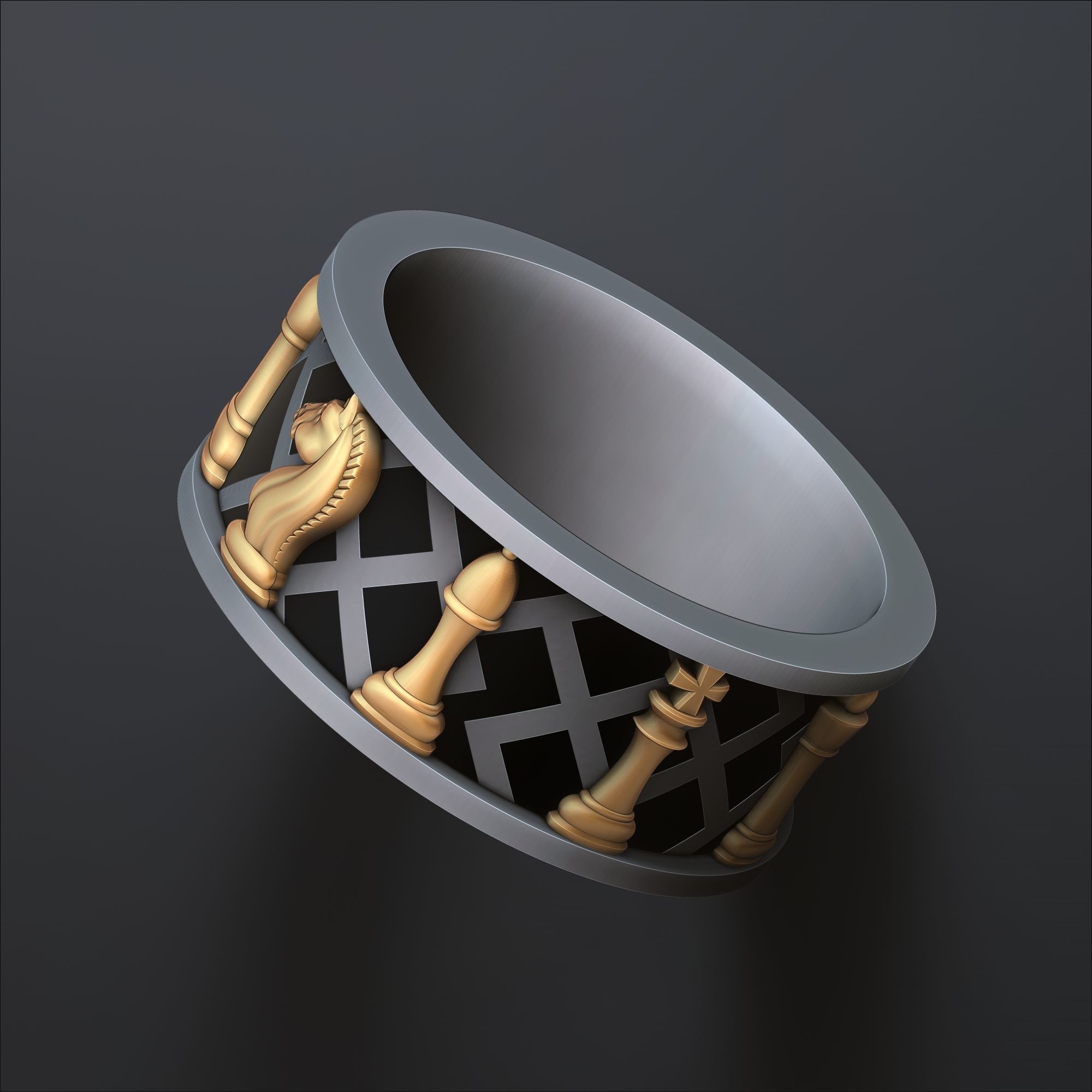 Jewelry Chess Ring With Enamel 3D model 3D printable | CGTrader