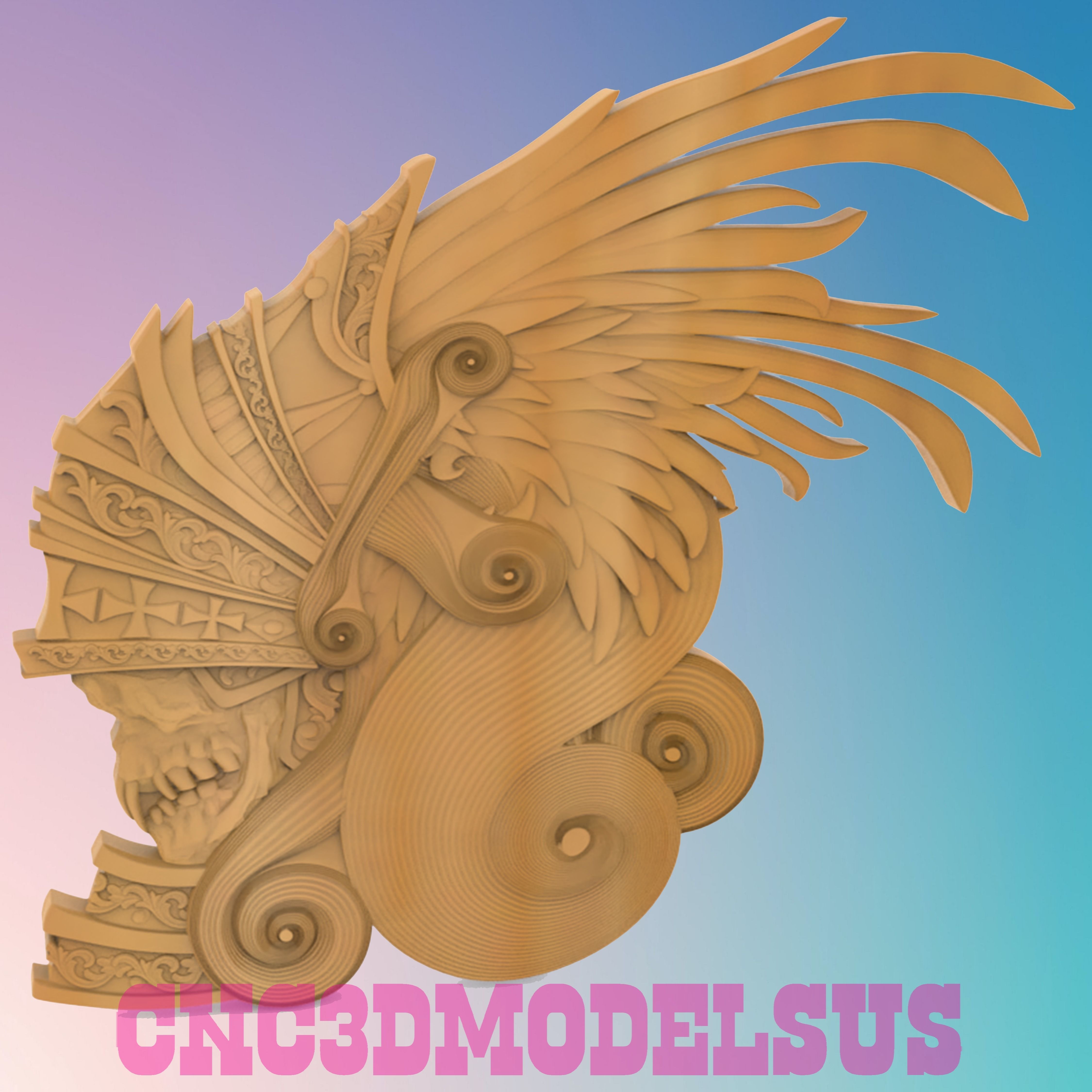 Decorated skull 3D MODEL STL FILE FOR CNC ROUTER LASER 3D model 3D ...