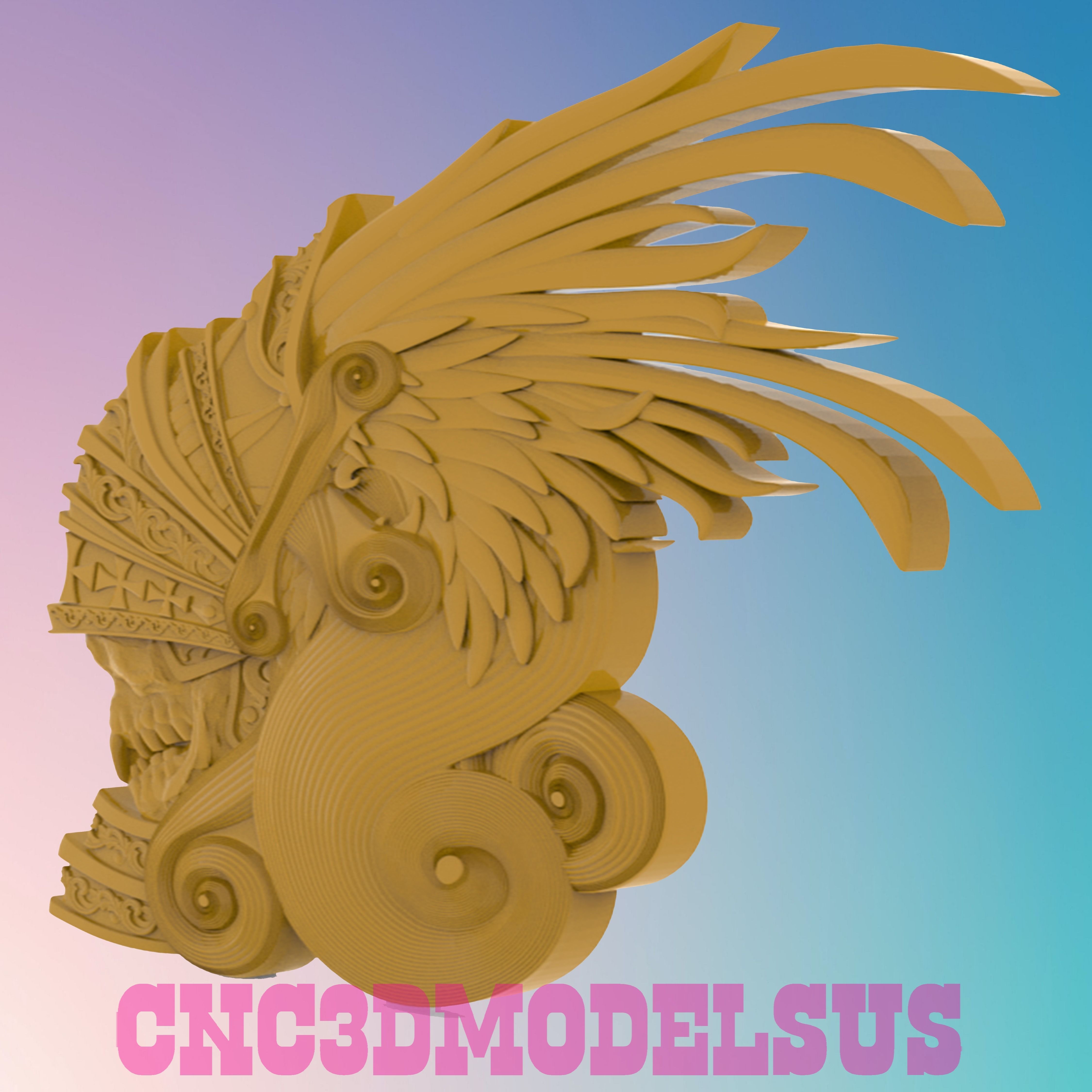 Decorated skull 3D MODEL STL FILE FOR CNC ROUTER LASER 3D model 3D ...