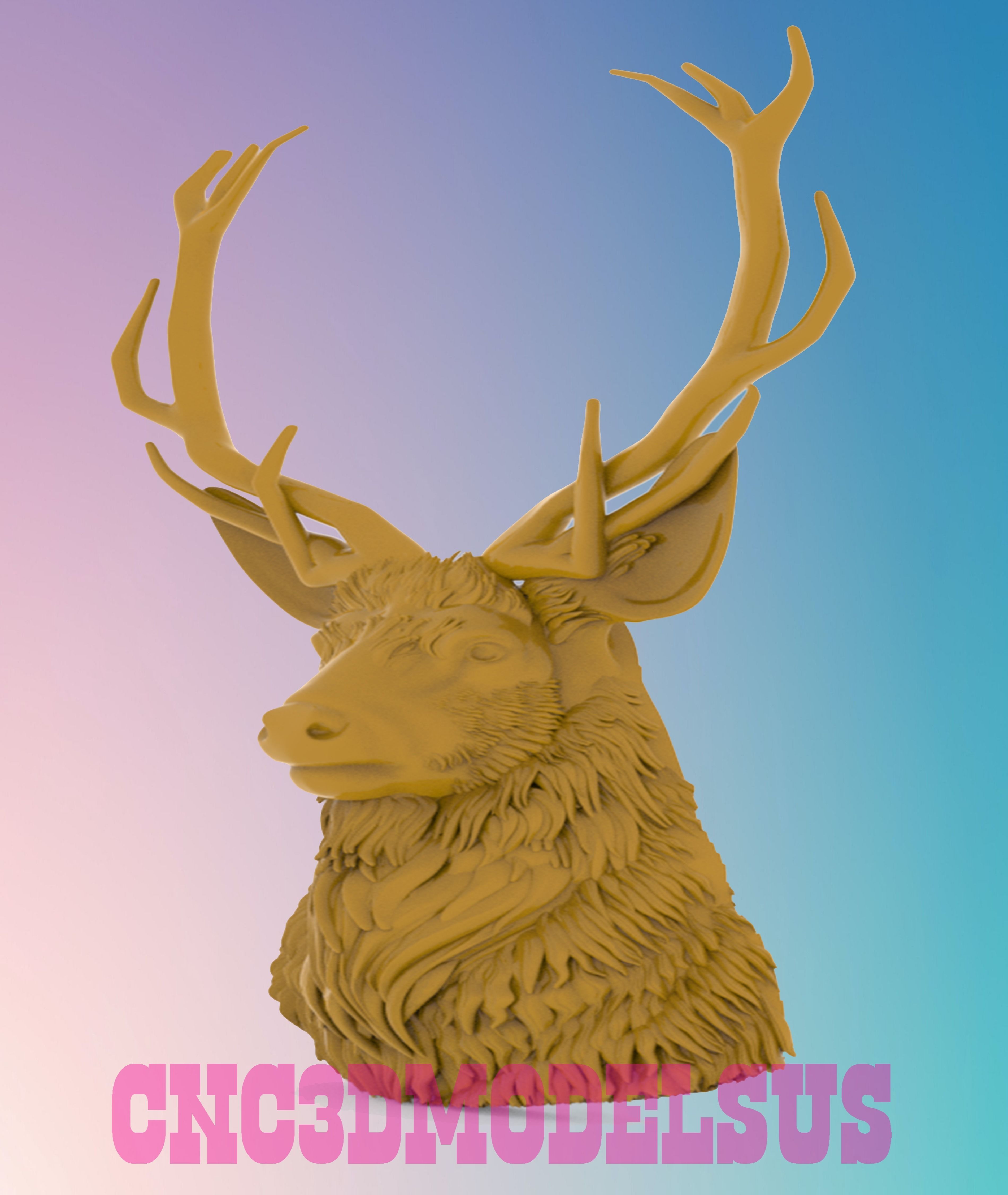 Deer head 3D MODEL STL FILE FOR CNC ROUTER LASER 3D model 3D printable ...