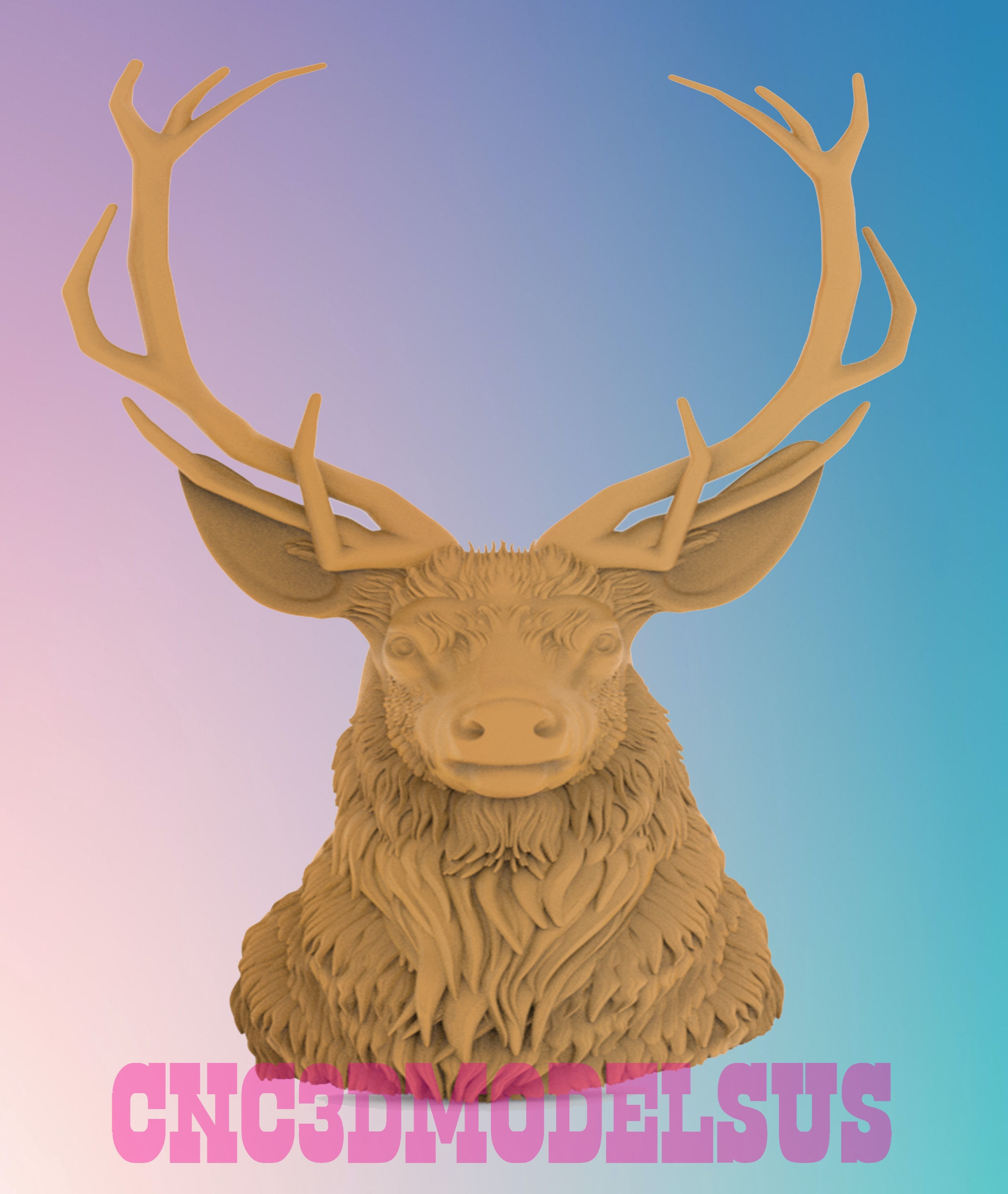 Deer head 3D MODEL STL FILE FOR CNC ROUTER LASER 3D model 3D printable ...