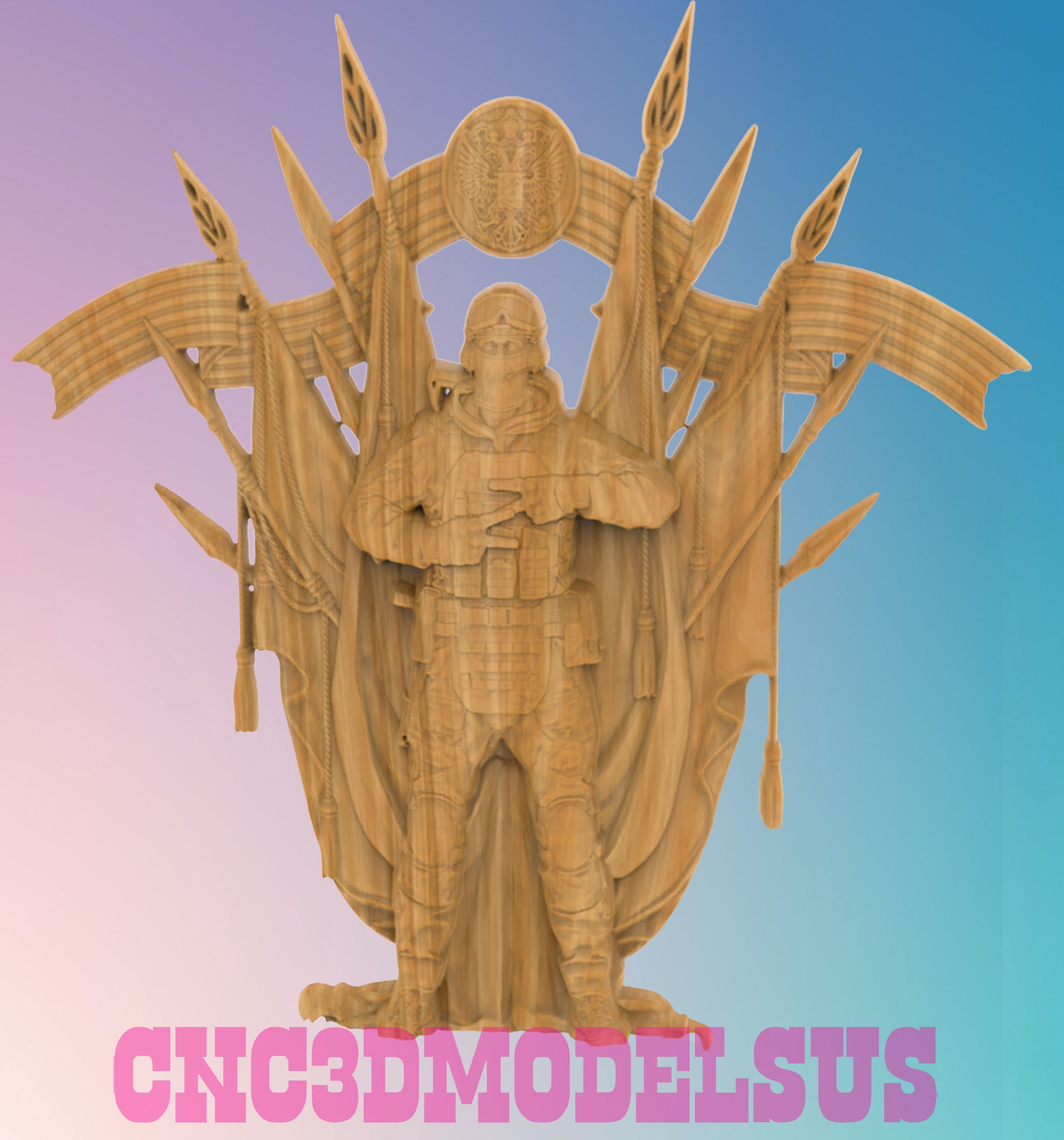 Russian warrior 3D MODEL STL FILE FOR CNC ROUTER LASER 3D model 3D ...