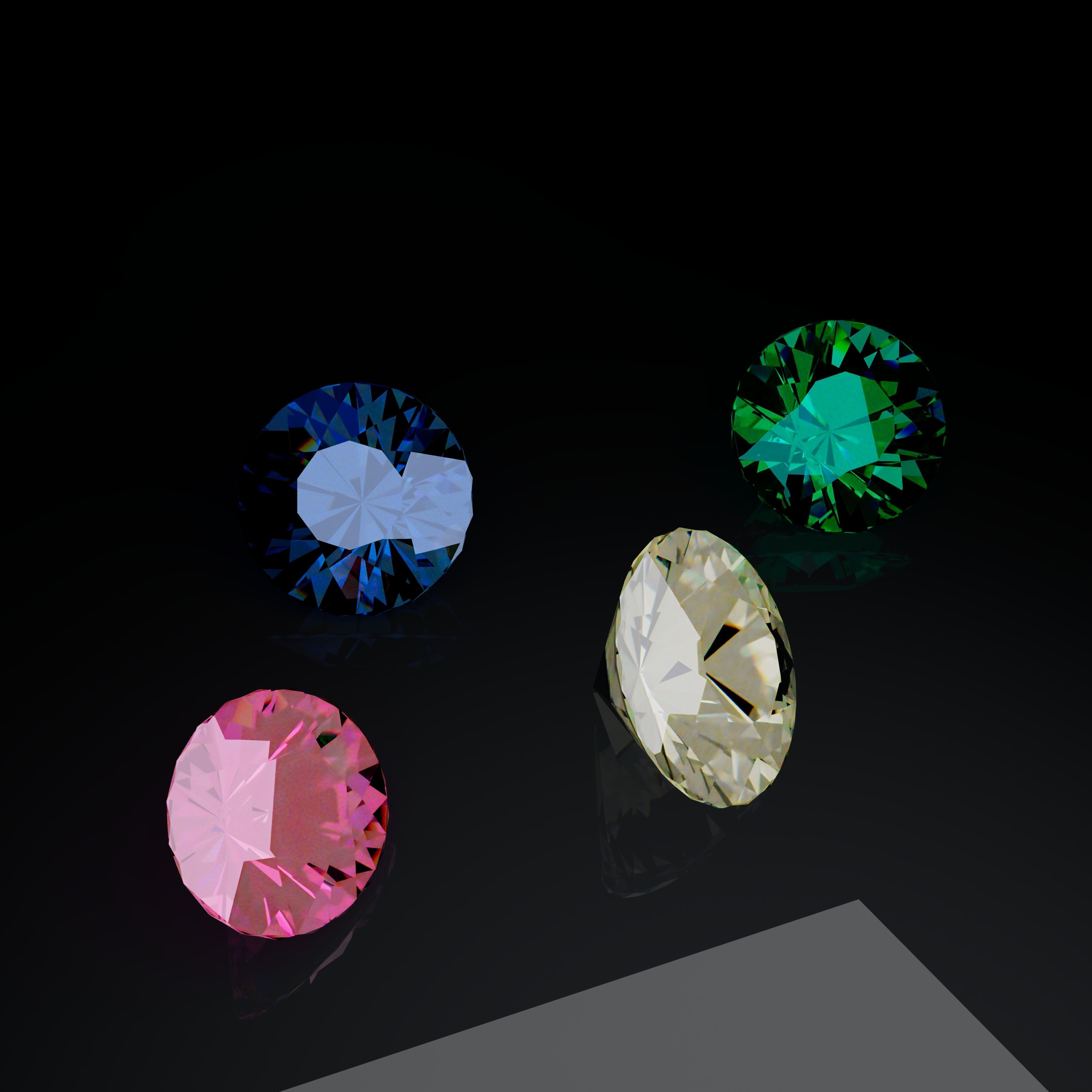 Colored Realistic Diamonds free VR / AR / low-poly 3D model | CGTrader