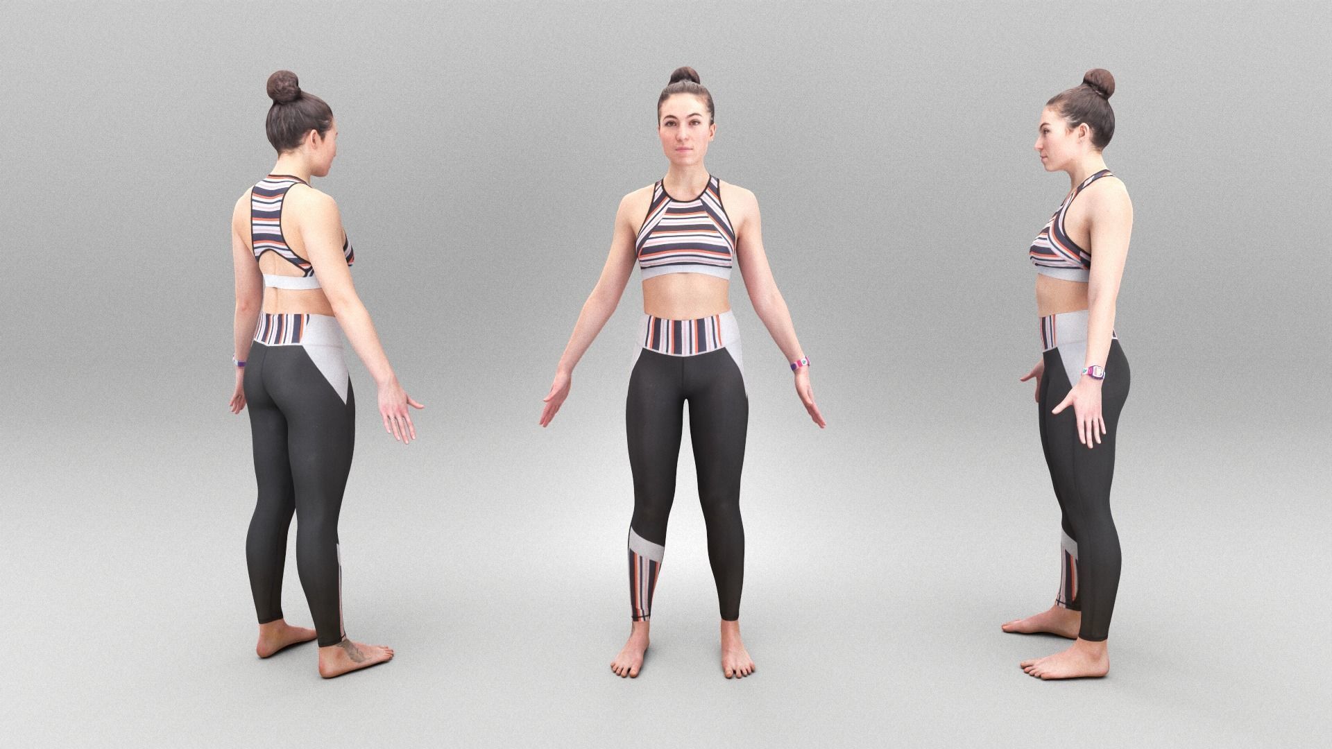 3D model Fitness woman ready for animation 454 VR / AR / low-poly ...