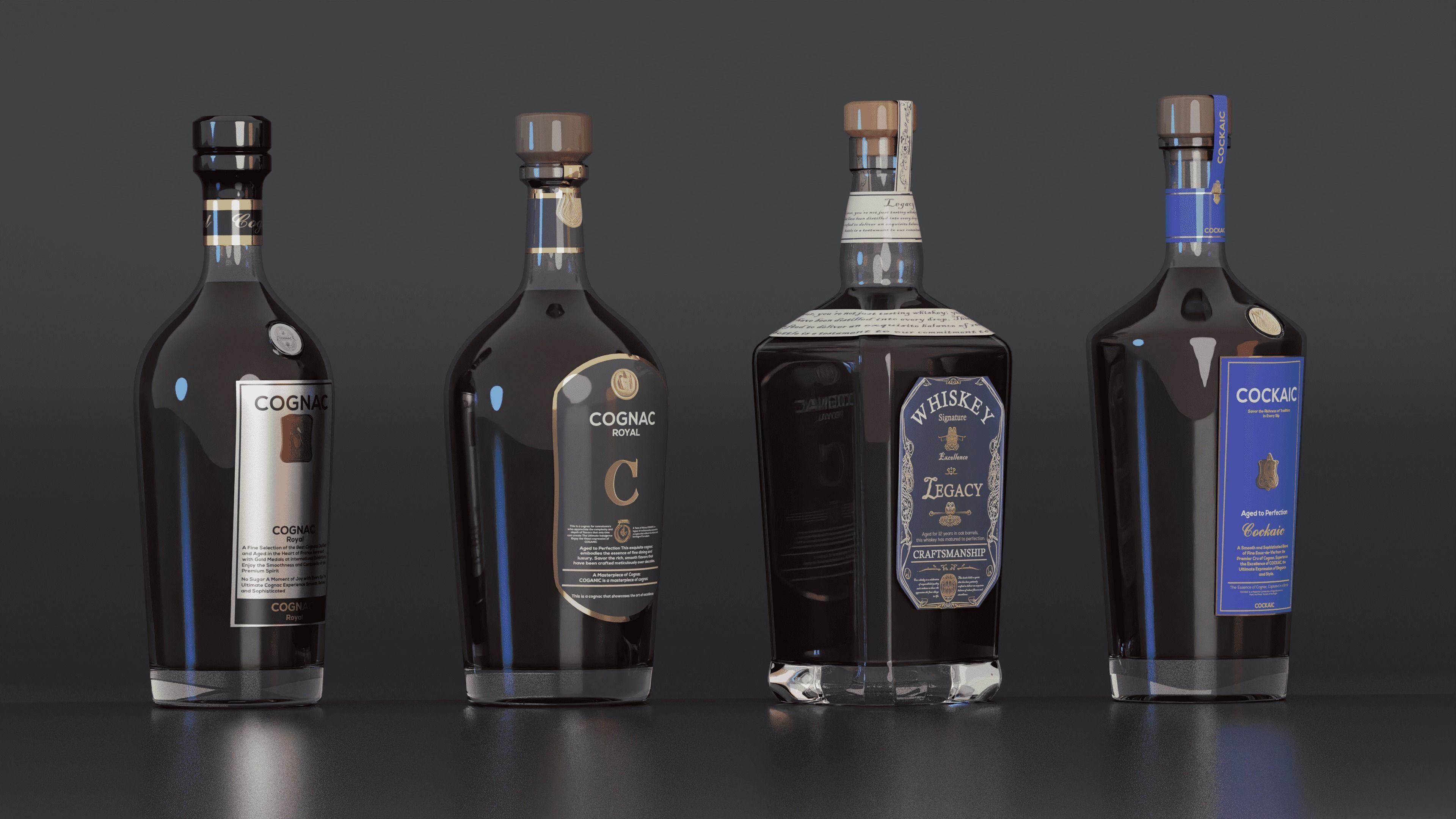 3D model Exquisite Liquor Bottle Collection - 3D Models VR / AR / low ...