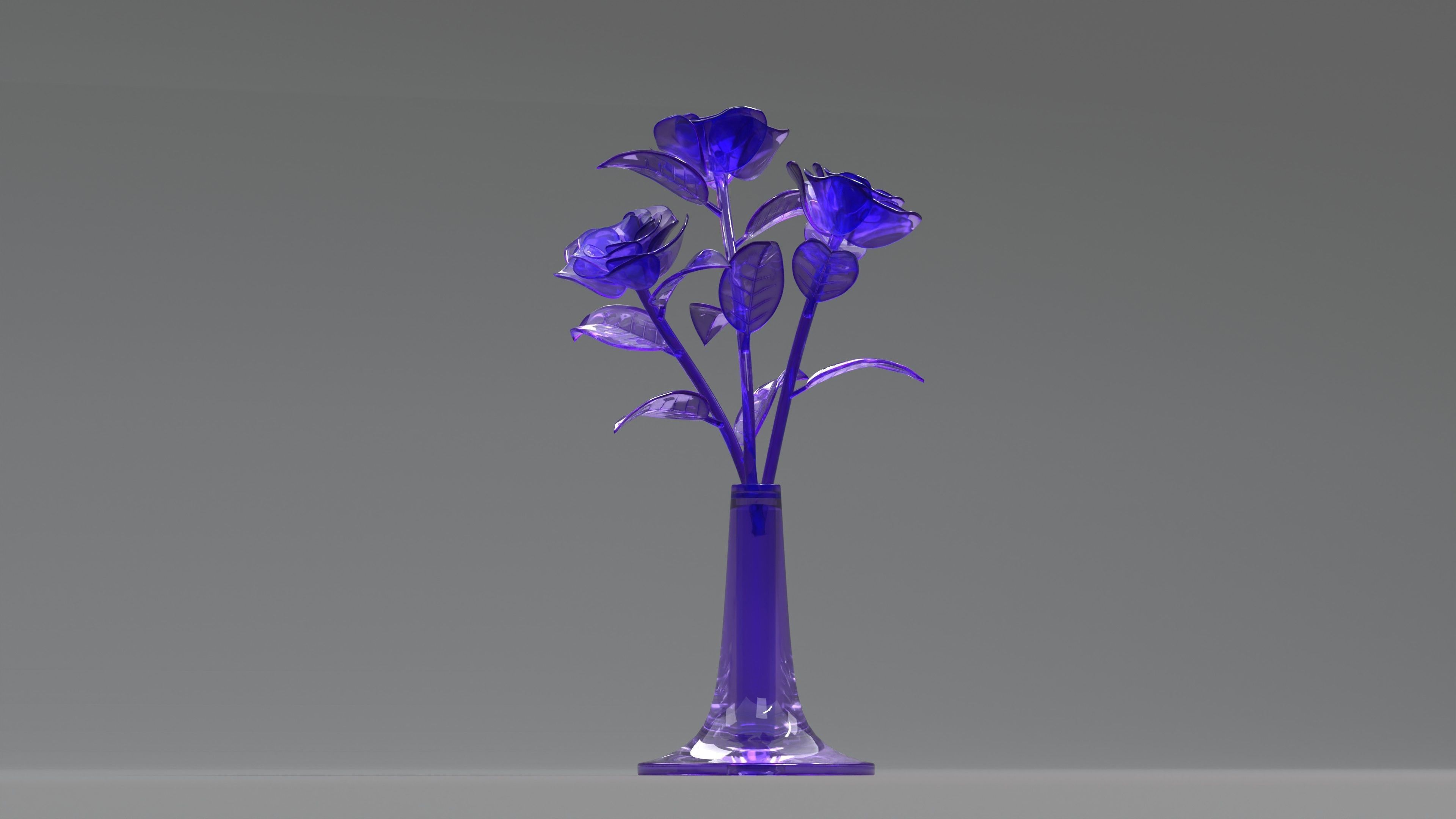 Glass Flower Showpiece Purple 3D model | CGTrader