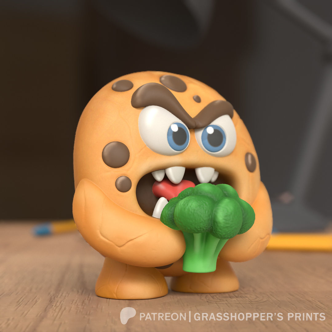 Angry Cookie 3D model 3D printable | CGTrader