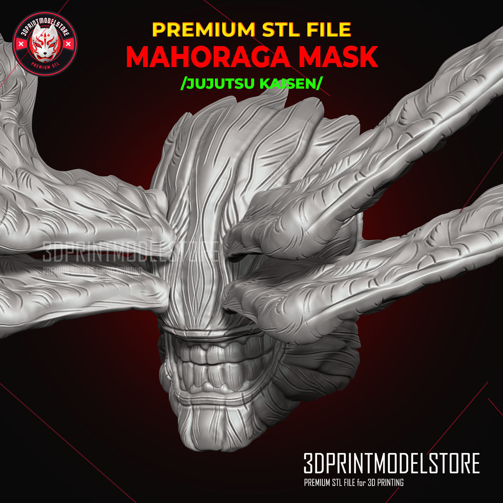 Jujutsu Kaisen Cosplay - Mahoraga Half Mask Halloween 3D model 3D ...