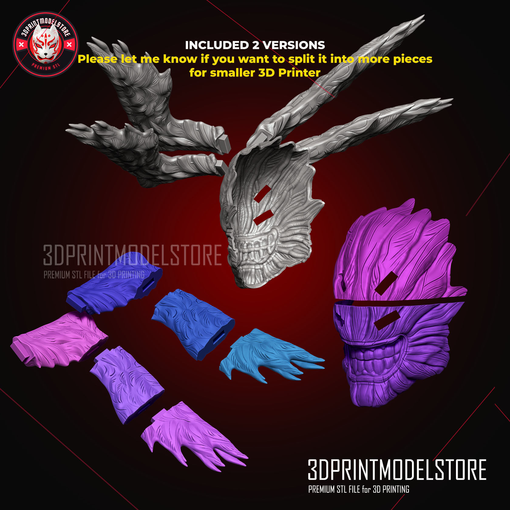 Jujutsu Kaisen Cosplay - Mahoraga Half Mask Halloween 3D model 3D ...