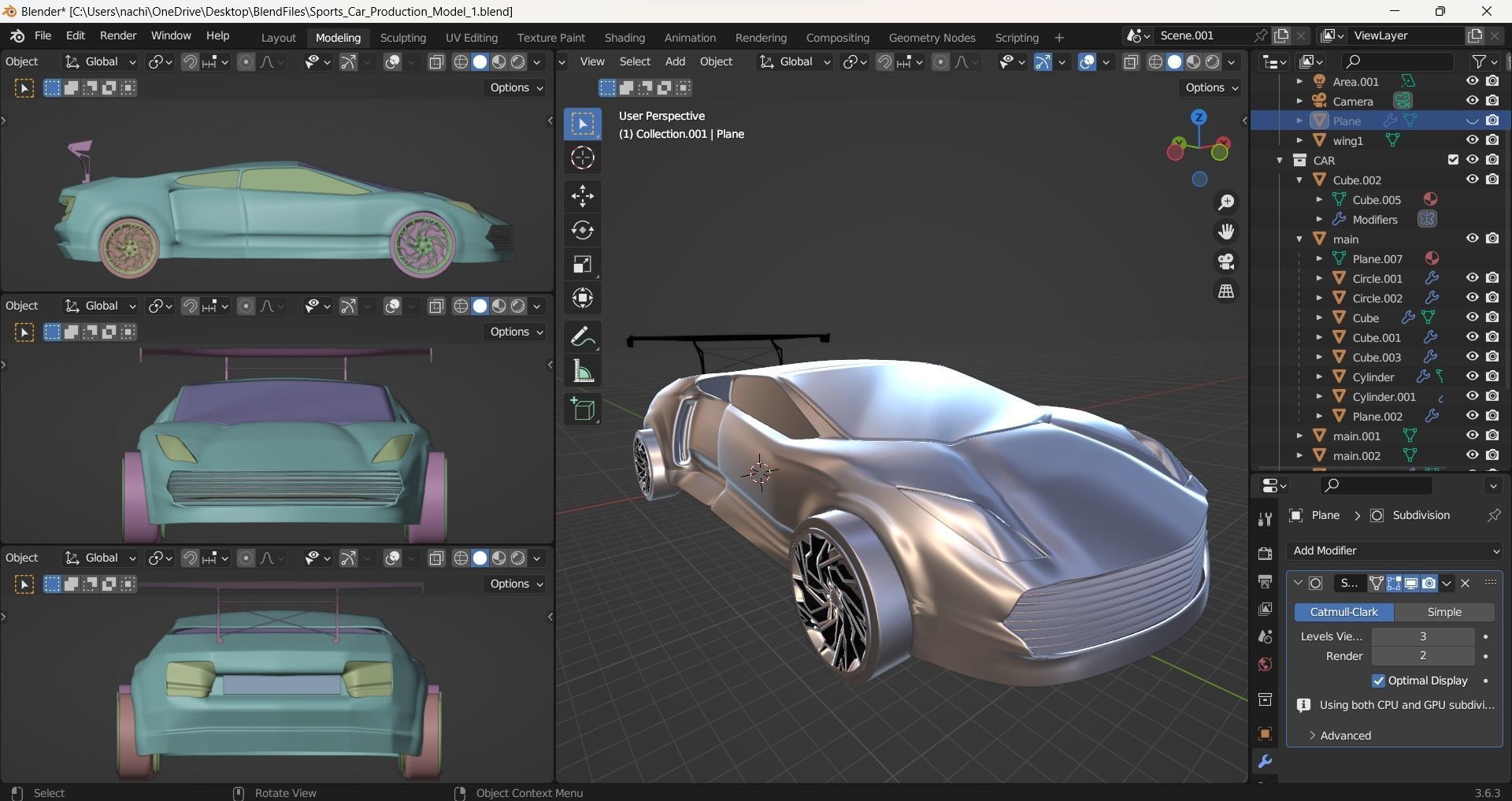 FREE Sports Car 3D Model free VR / AR / low-poly 3D model animated ...