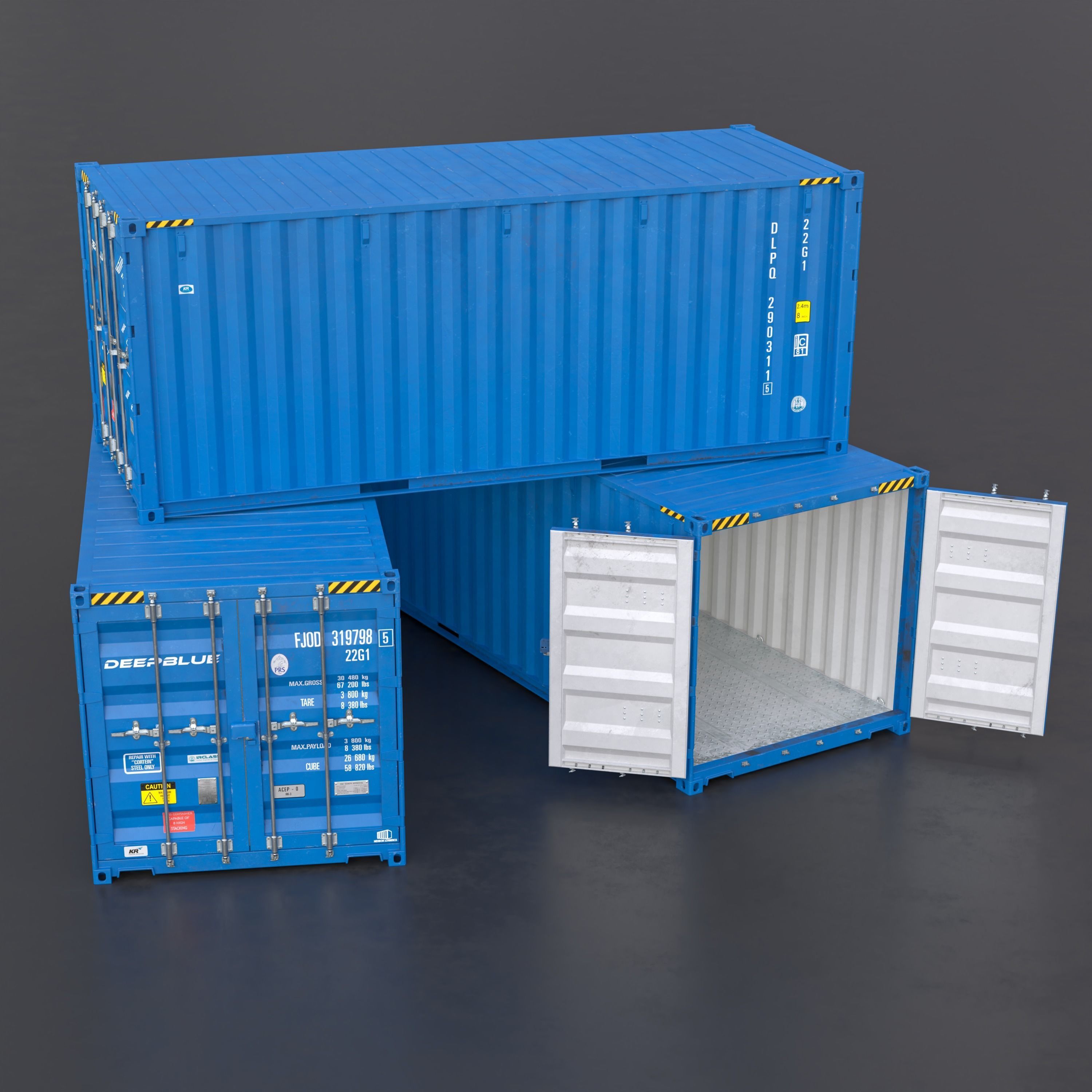 3D model 20ft Cargo Container Blue VR / AR / low-poly | CGTrader
