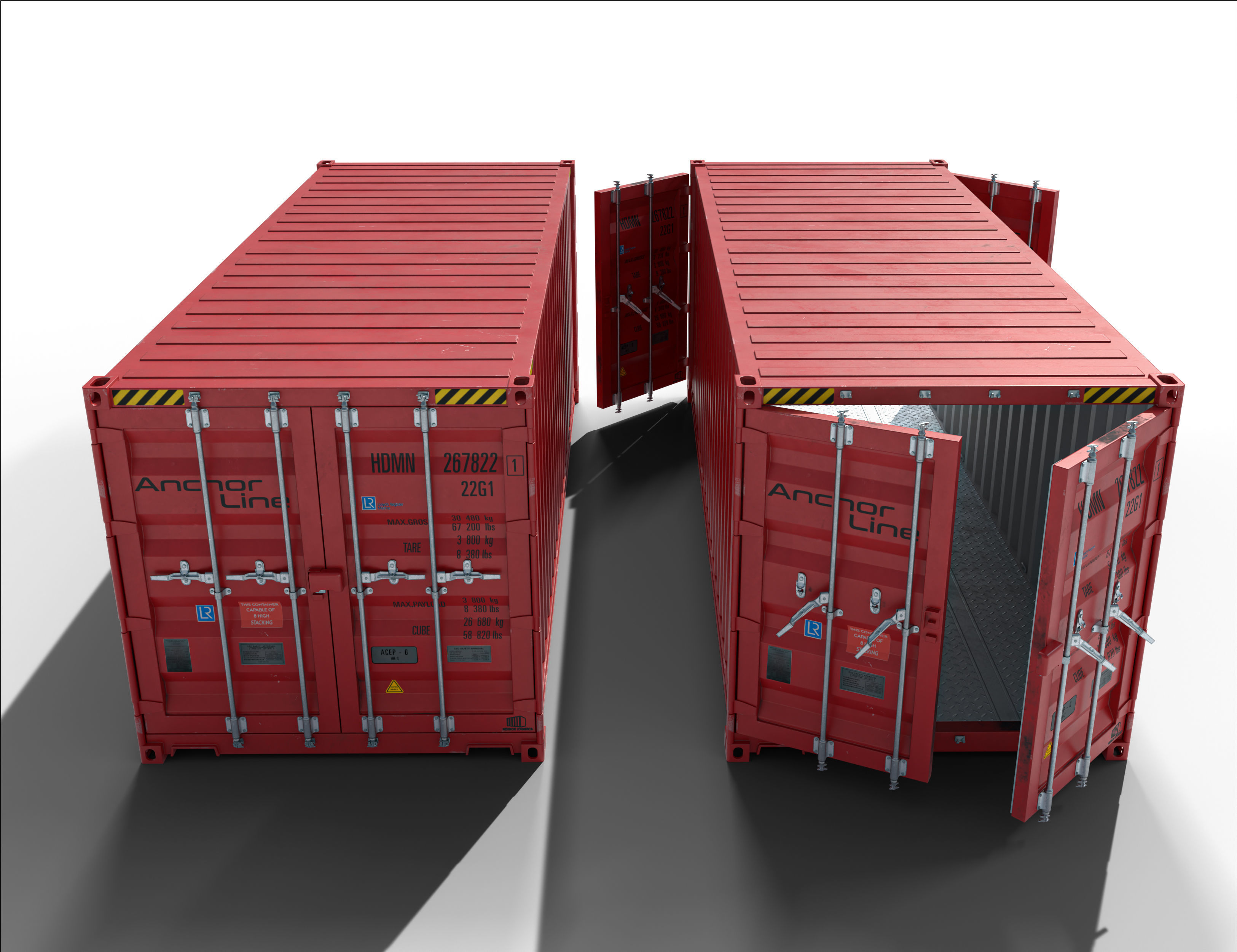 3D model 20ft Cargo Container Bright red VR / AR / low-poly | CGTrader