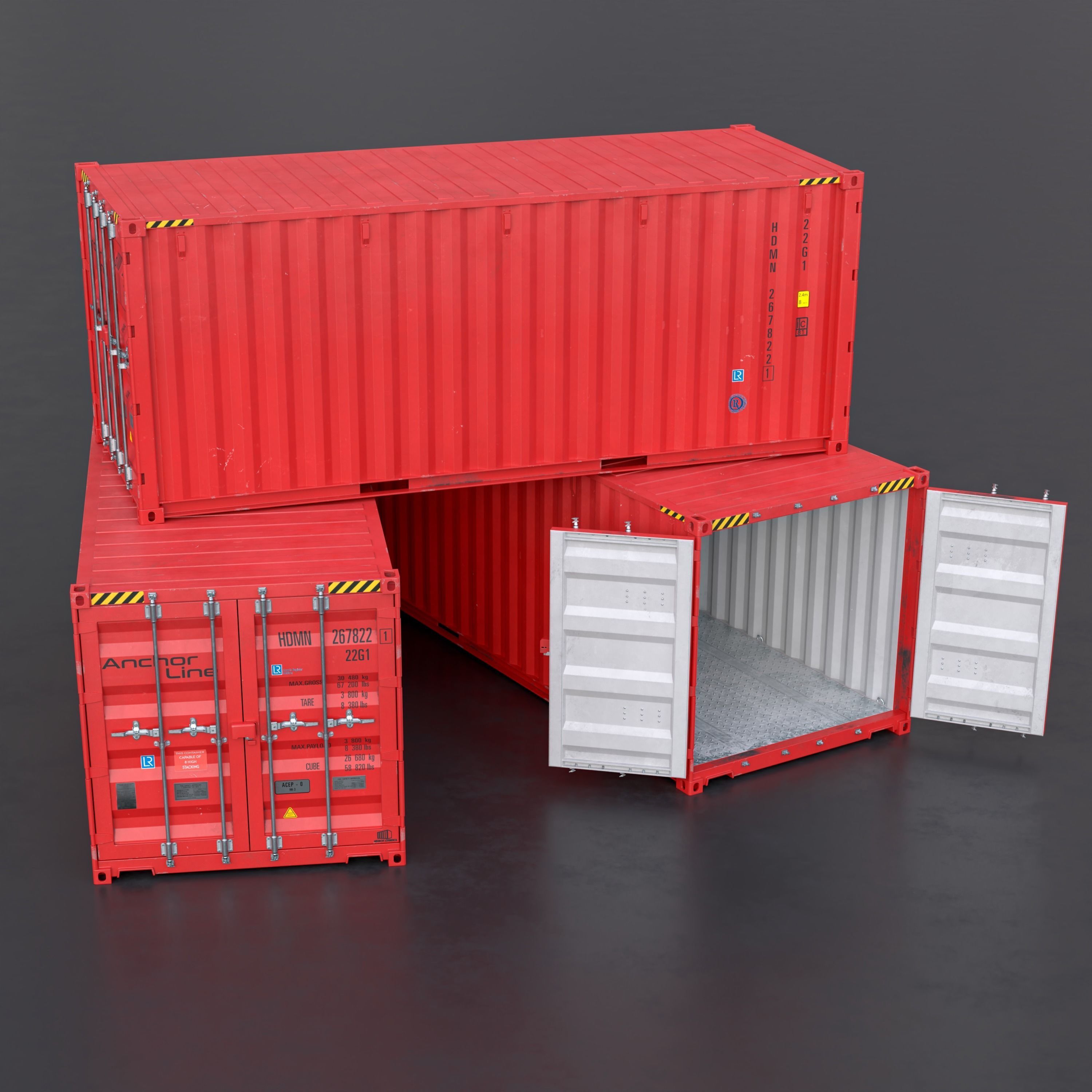 3D model 20ft Cargo Container Bright red VR / AR / low-poly | CGTrader