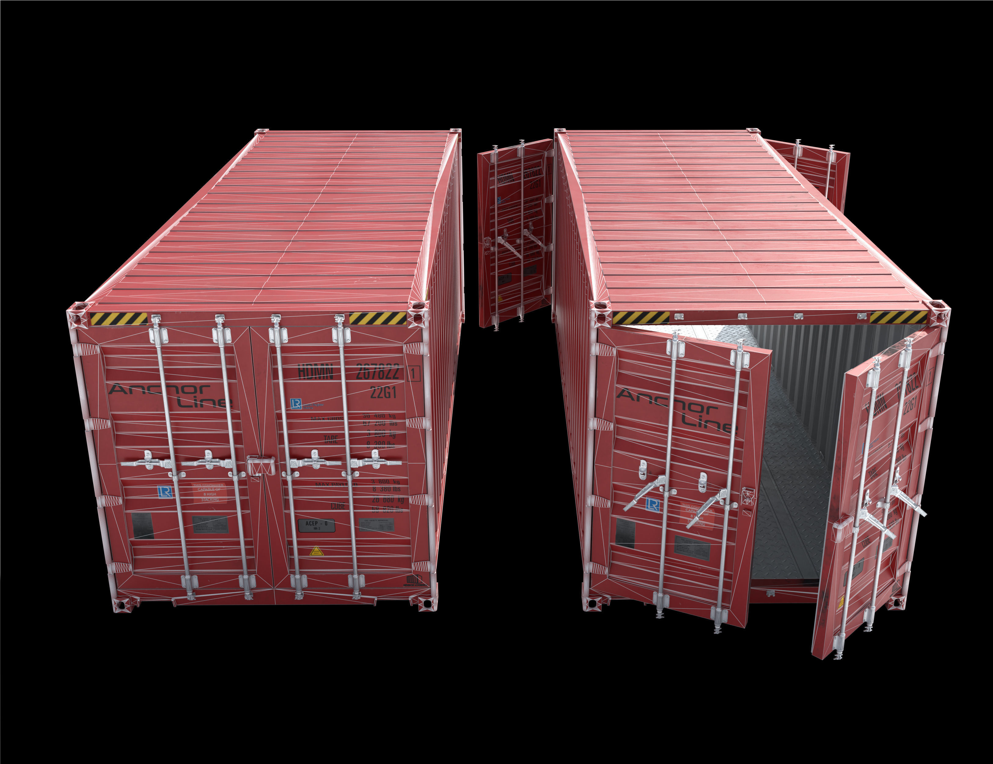 3D model 20ft Cargo Container Bright red VR / AR / low-poly | CGTrader