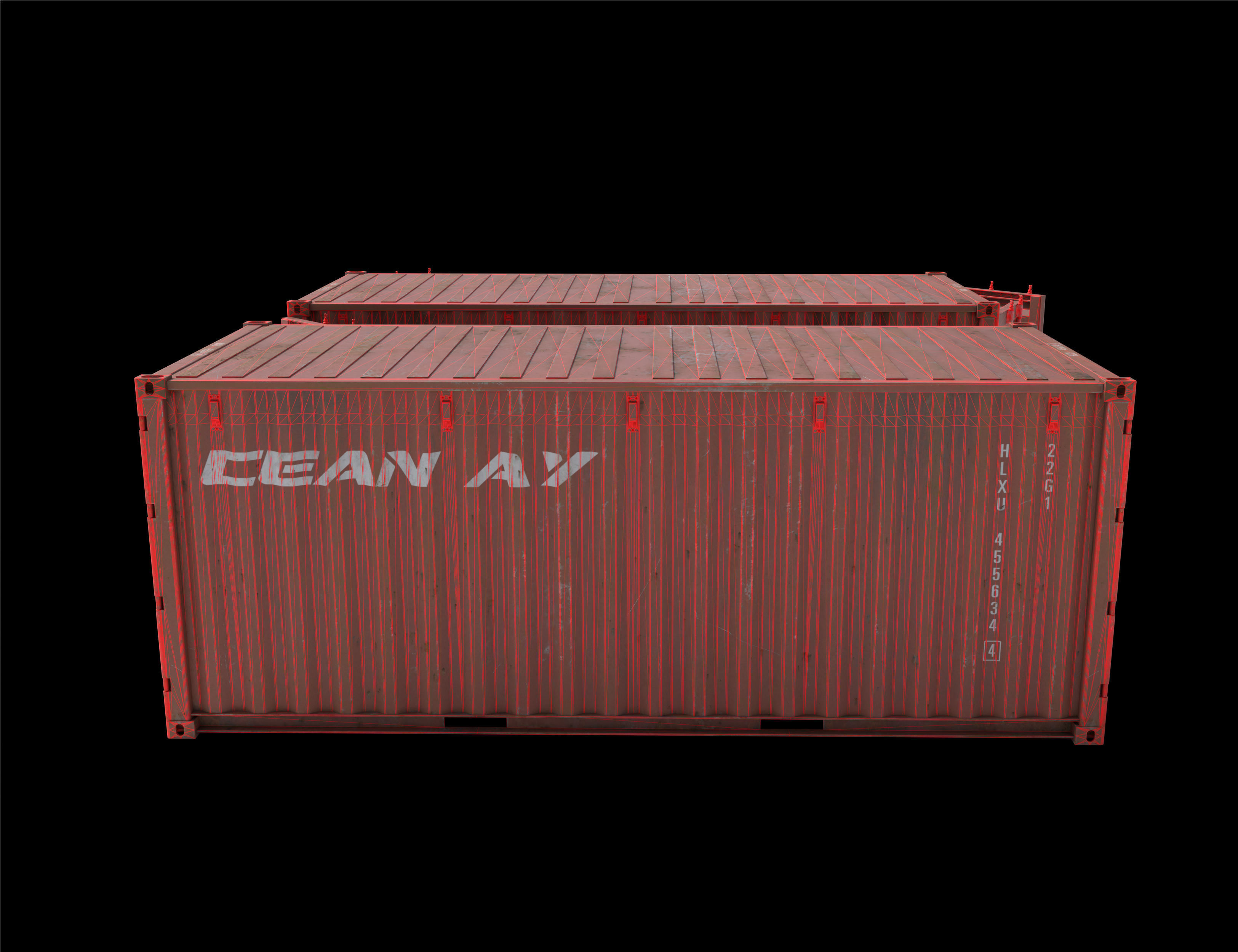 3D model 20ft Cargo Container Old Red VR / AR / low-poly | CGTrader