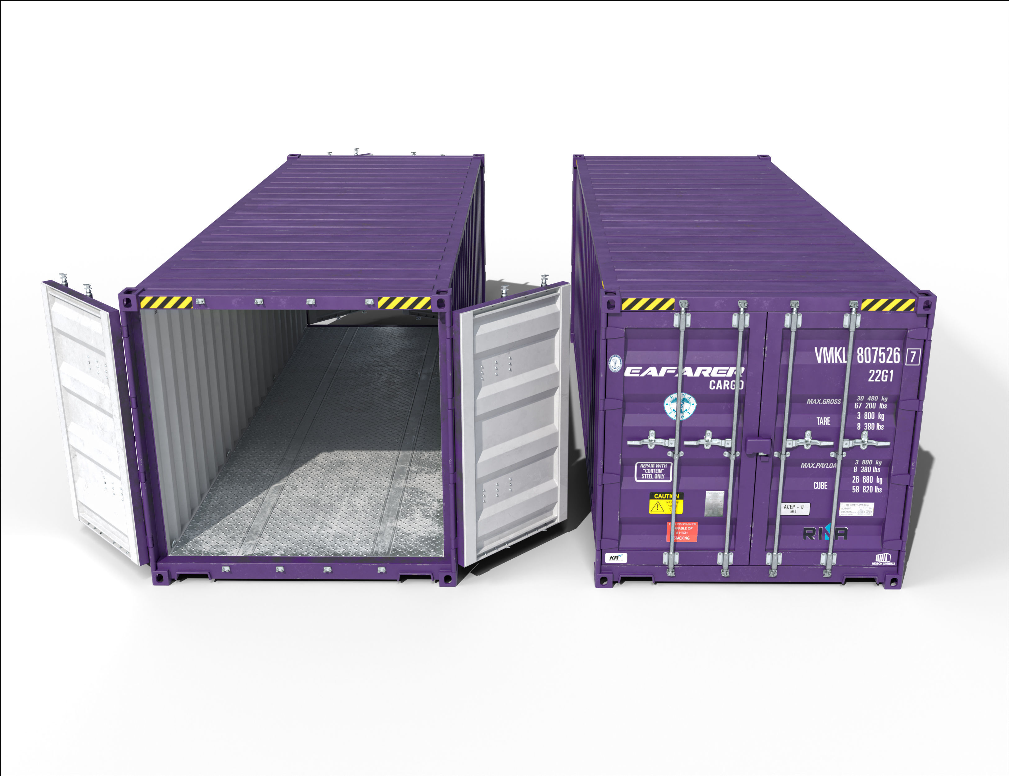 3D model 20ft Cargo Container Purple VR / AR / low-poly | CGTrader