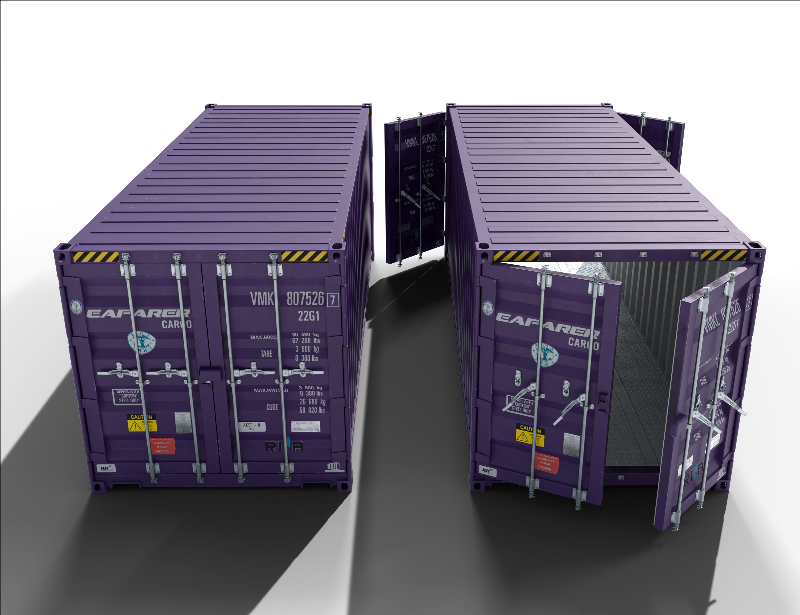 3D model 20ft Cargo Container Purple VR / AR / low-poly | CGTrader