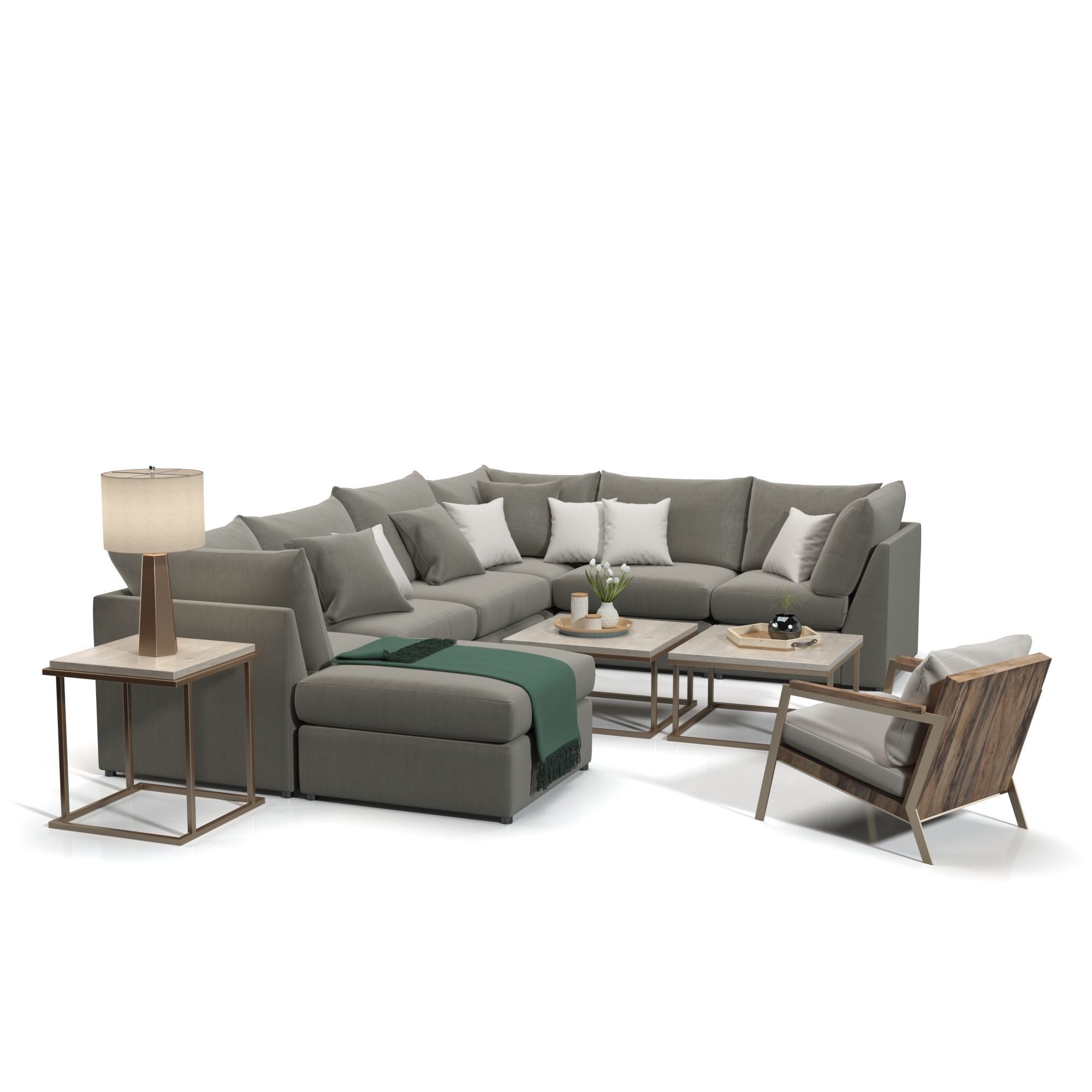 Bassett Beckham Pit Sectional Sofa Set 3D model | CGTrader