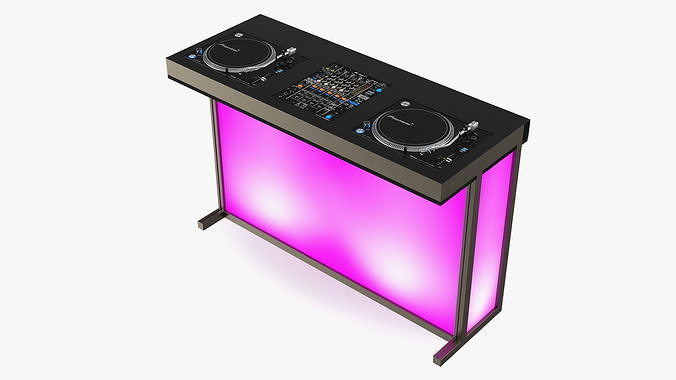 DJ Console with Mixer Pioneer and Purple Lighting 3D model | CGTrader