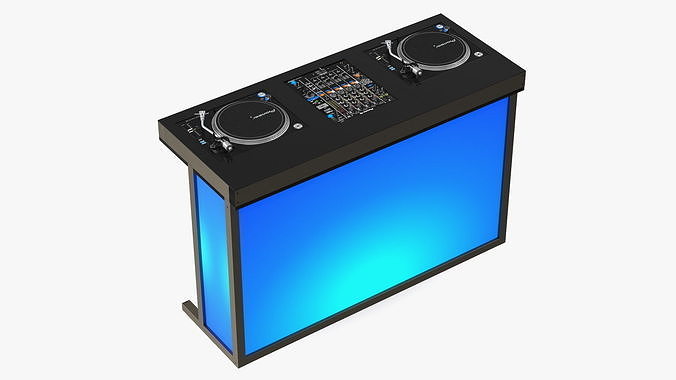 DJ Console with Mixer and Blue Illumination 3D model | CGTrader