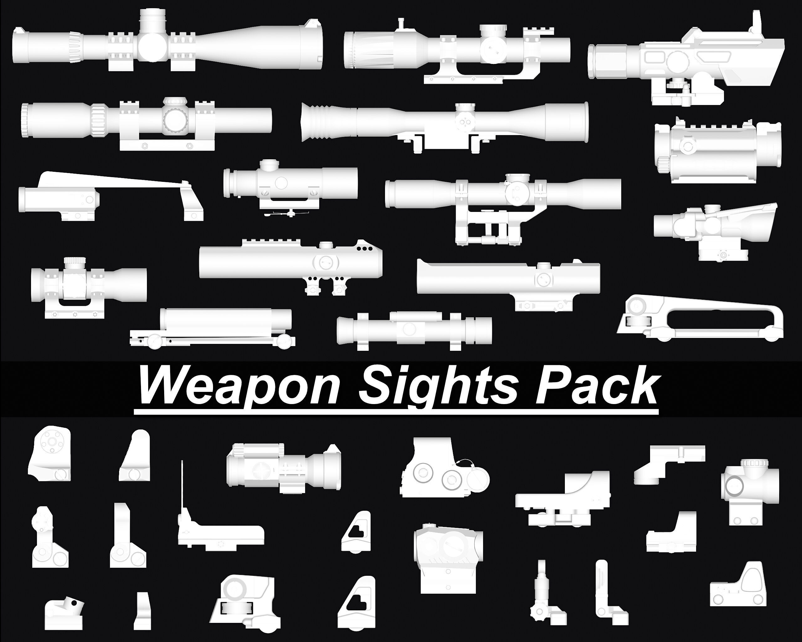 3D model Weapon Sights Pack VR / AR / low-poly | CGTrader
