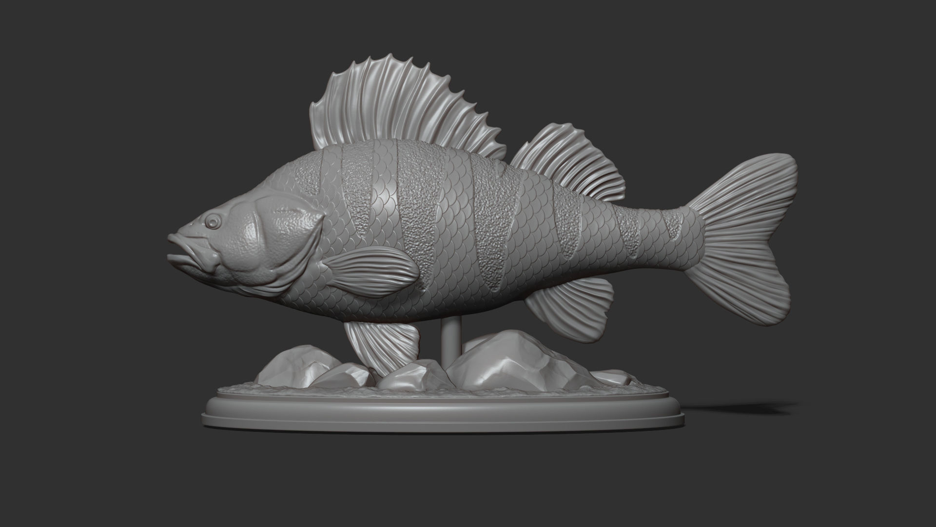 Perch fish on the base 3D model 3D printable | CGTrader