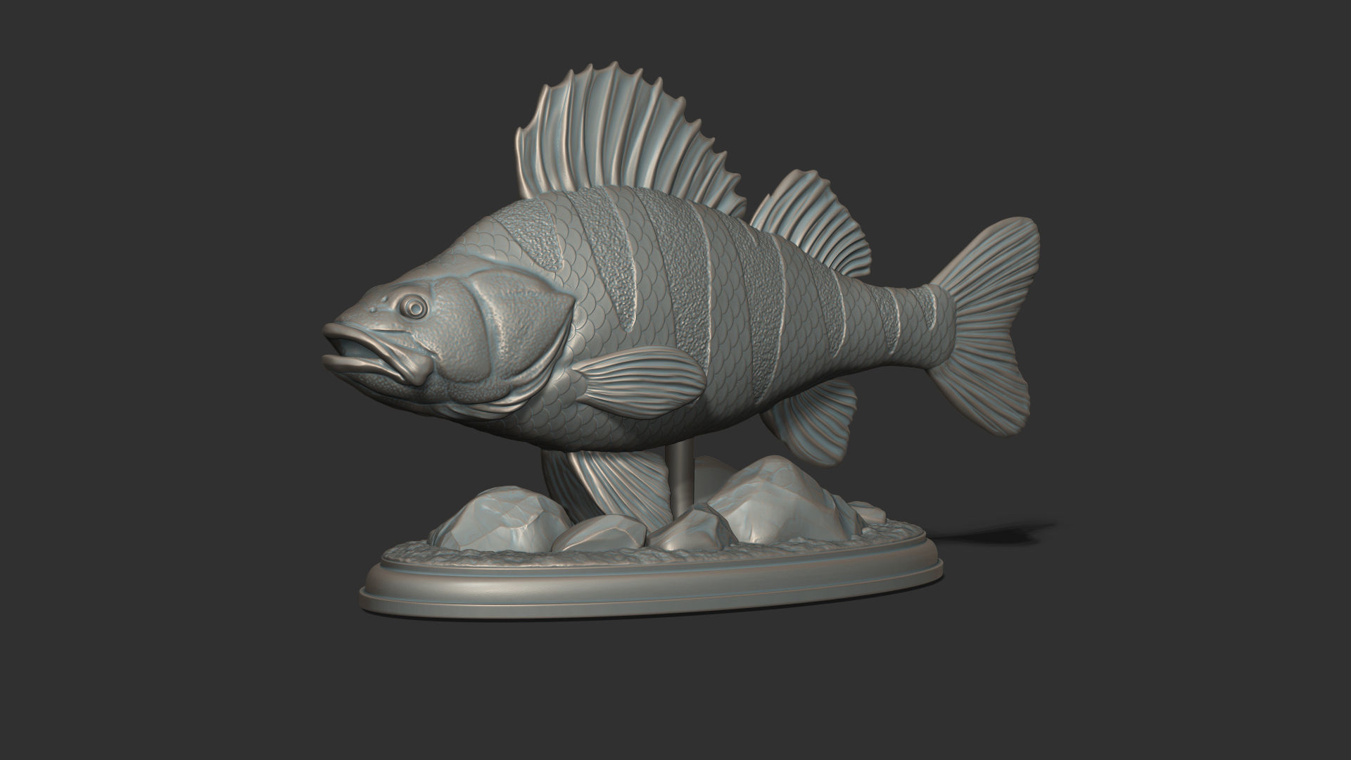 Perch fish on the base 3D model 3D printable | CGTrader