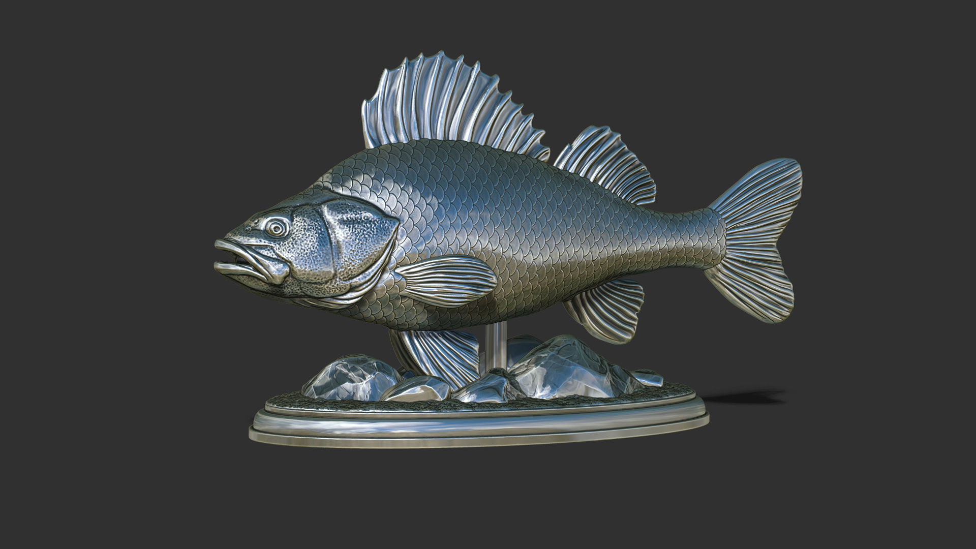 Perch fish on the base 3D model 3D printable | CGTrader