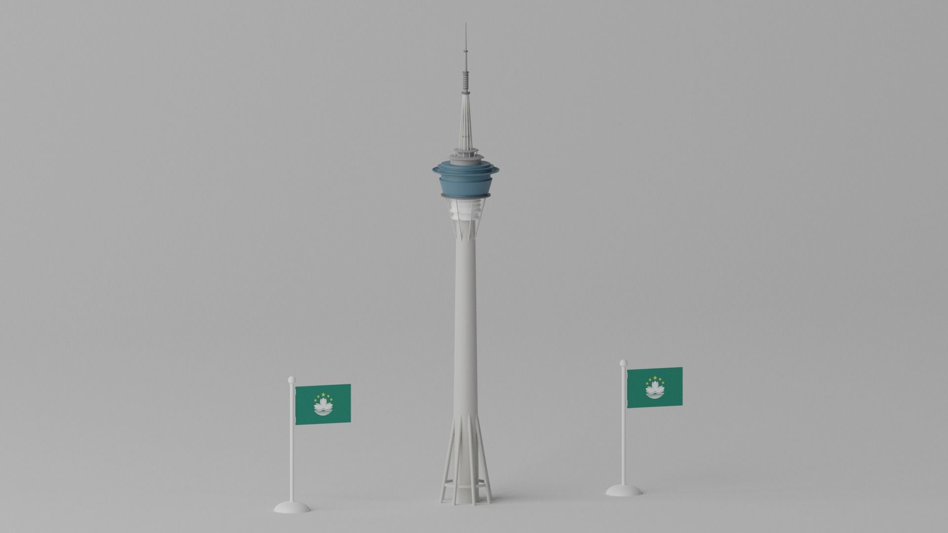 Cartoon Macau Tower Landmark 3D model | CGTrader