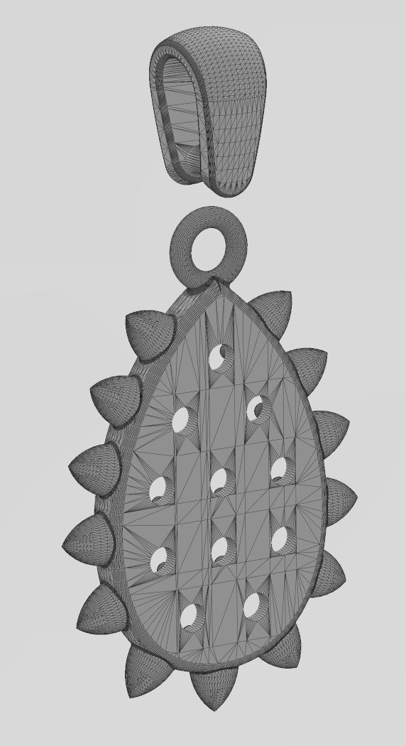 Studs diamond almond pendant charm 3D model 3D printable | CGTrader