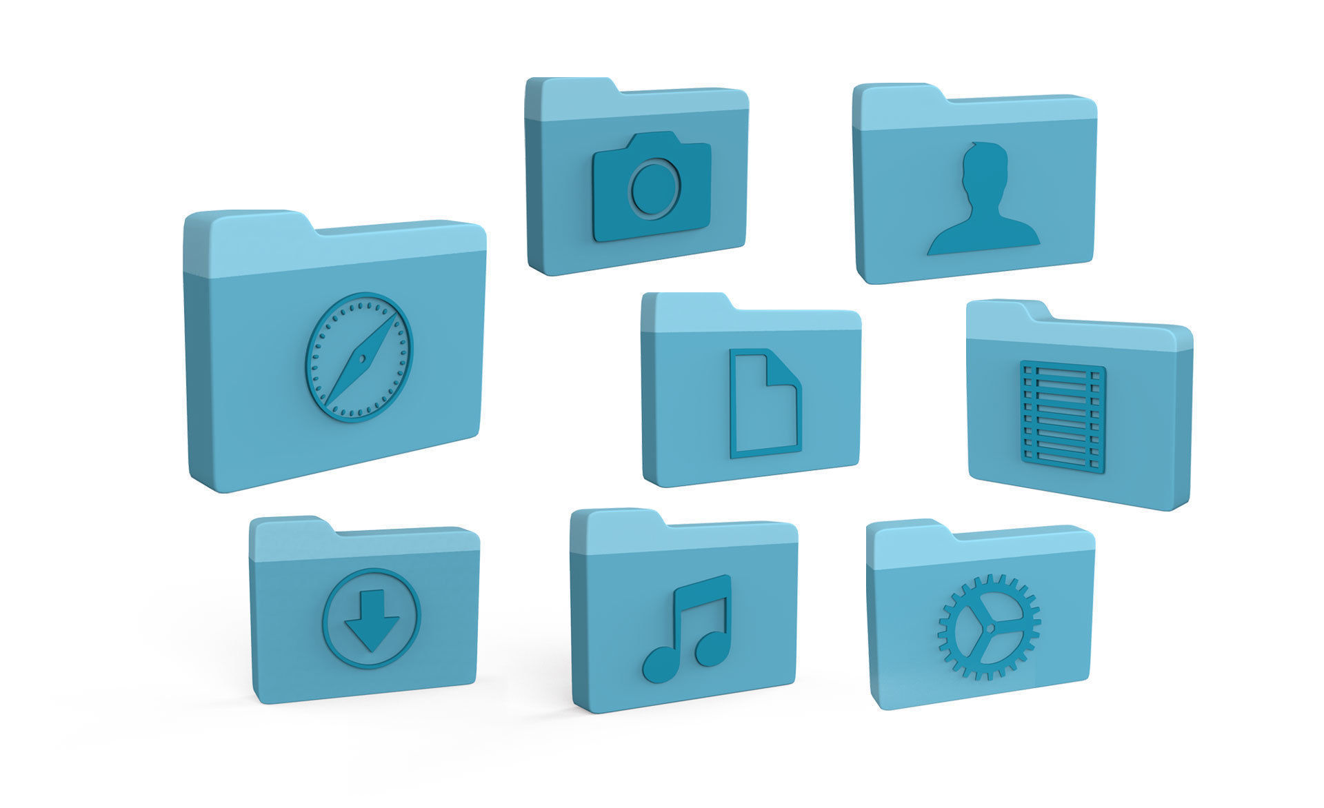 Icon Folder Collection 3D Model VR / AR / low-poly | CGTrader