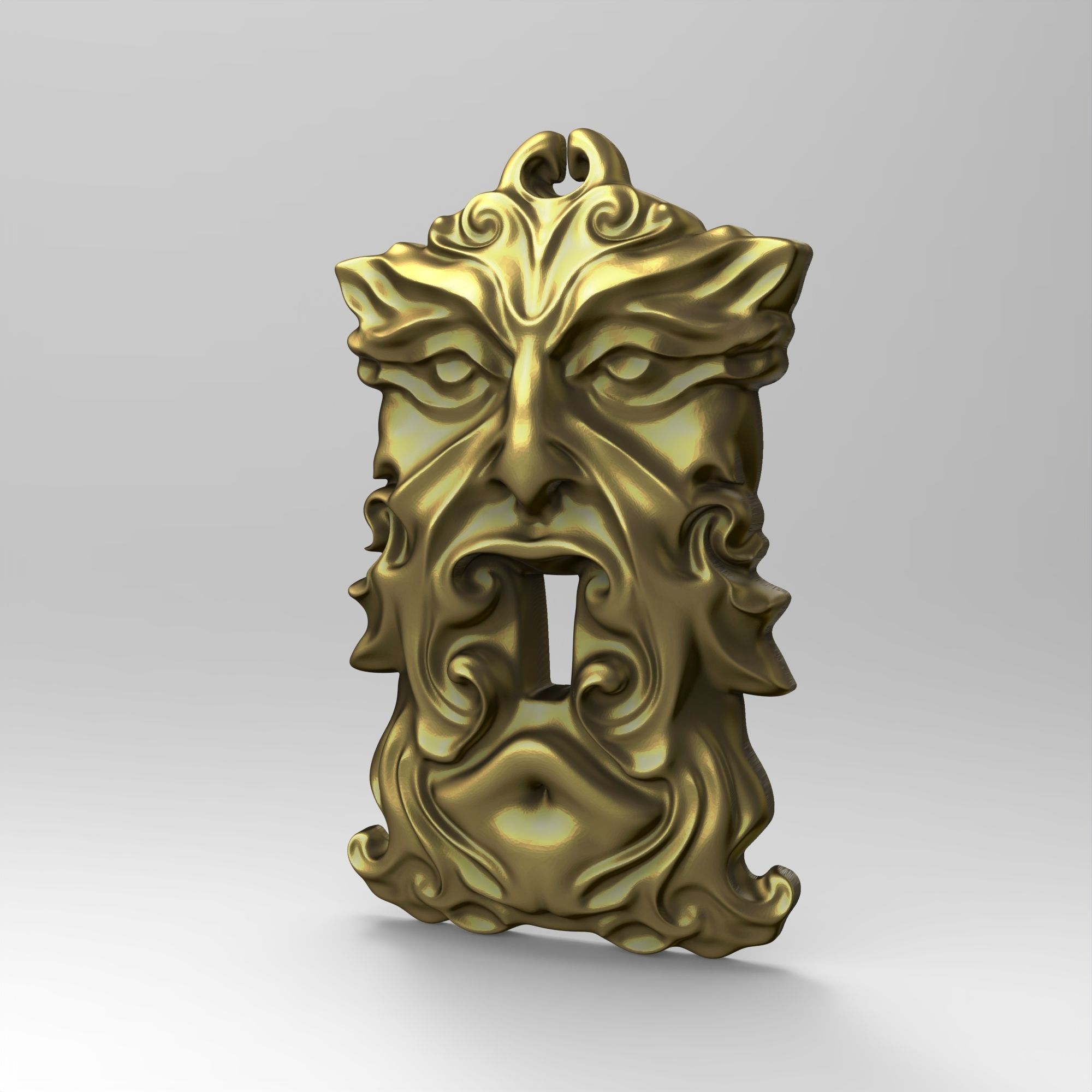 Vintage Leaf Green Man Door Lock Handle STL File 3D model 3D printable ...