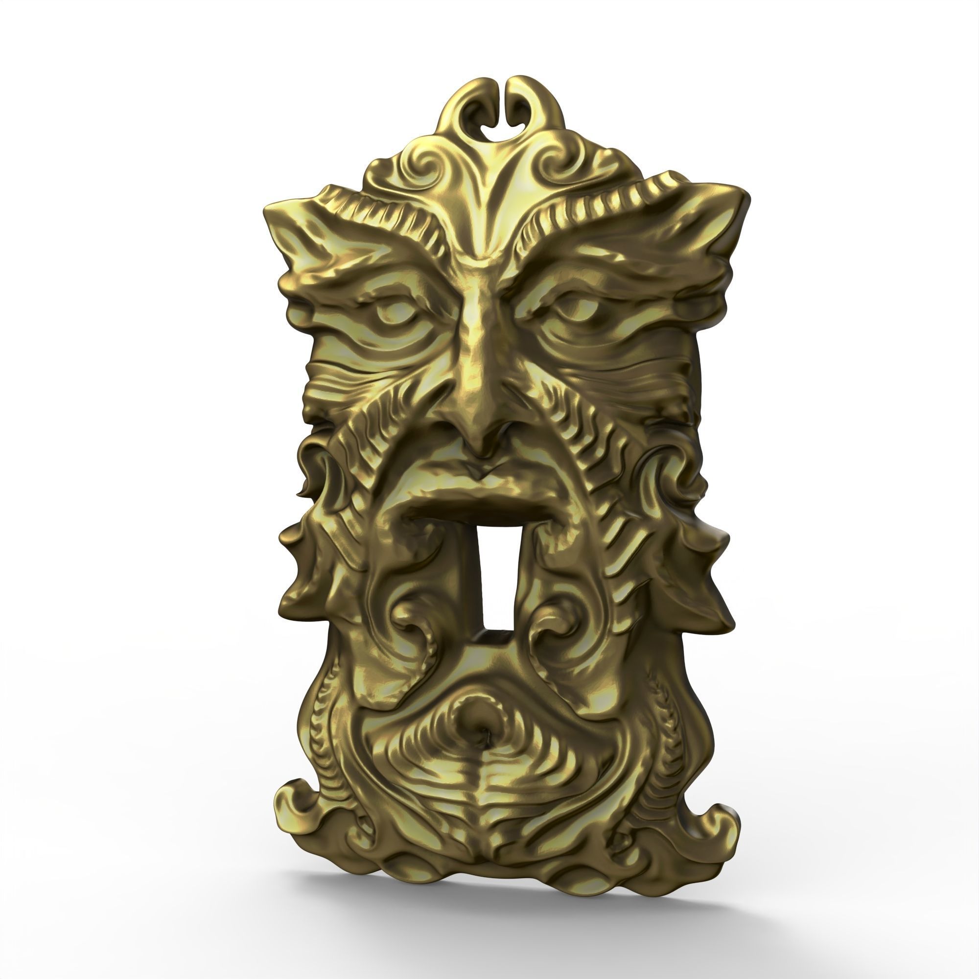 Vintage Leaf Green Man Door Lock Handle Sculpture Ornament STL 3D model ...