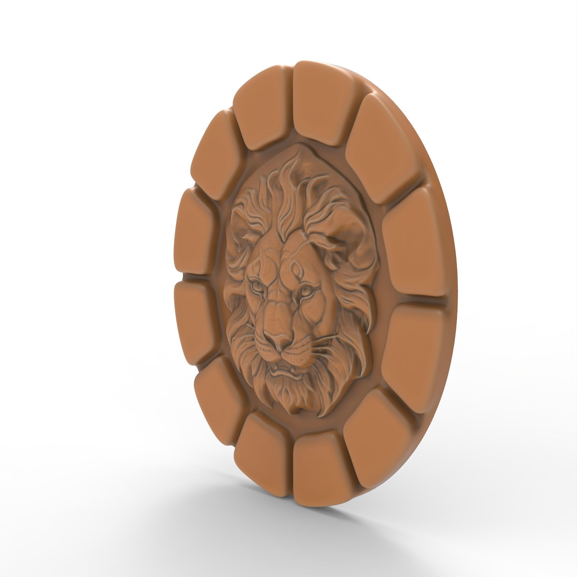 Lion Head in Oval Frame Sculpture STL File 3D model 3D printable | CGTrader
