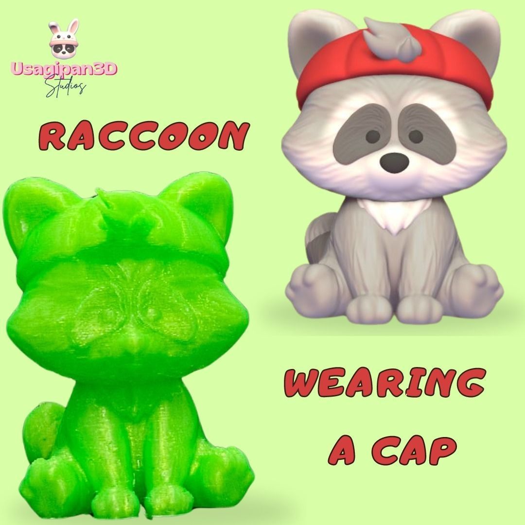 Raccoon Wearing a Cap 3D model 3D printable | CGTrader