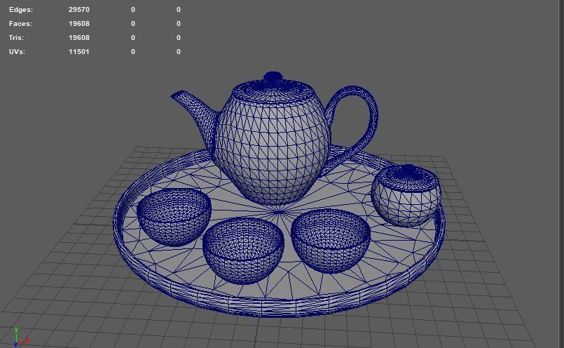tea set 3D model animated | CGTrader