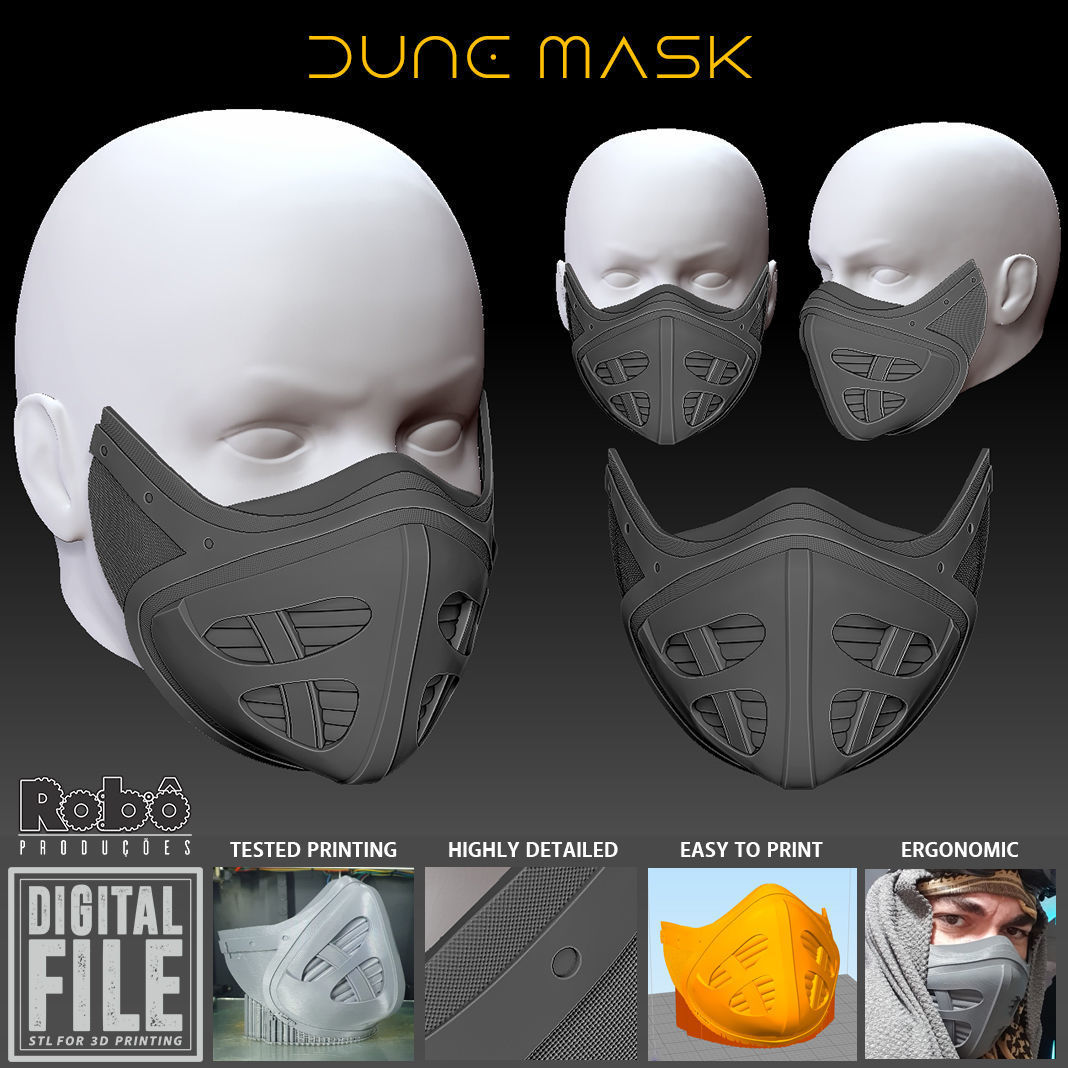 DUNE MOVIE MASK - PAUL ATREIDES FREMEN STILLSUIT MASK 3D model 3D ...