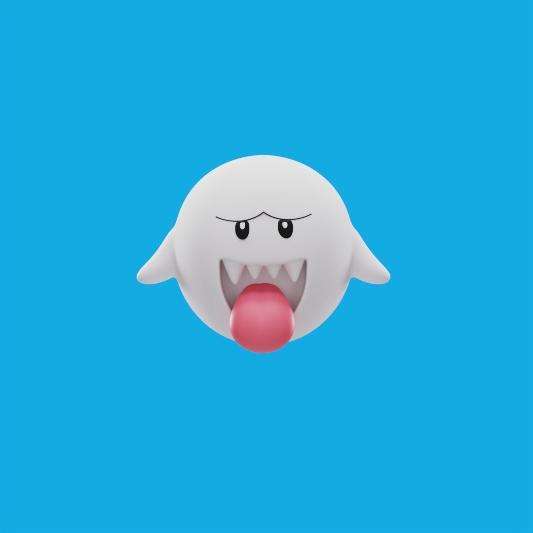 3D model Boo ghost 3d character model lowpoly mario bros world VR / AR ...