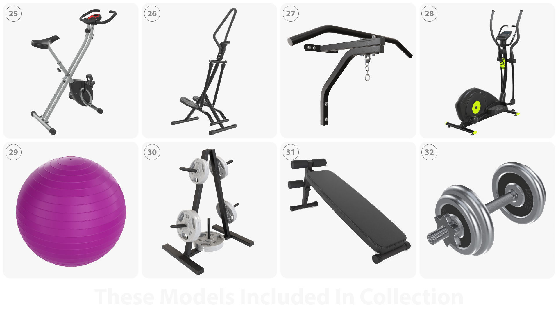 Large gym collection 3D model | CGTrader