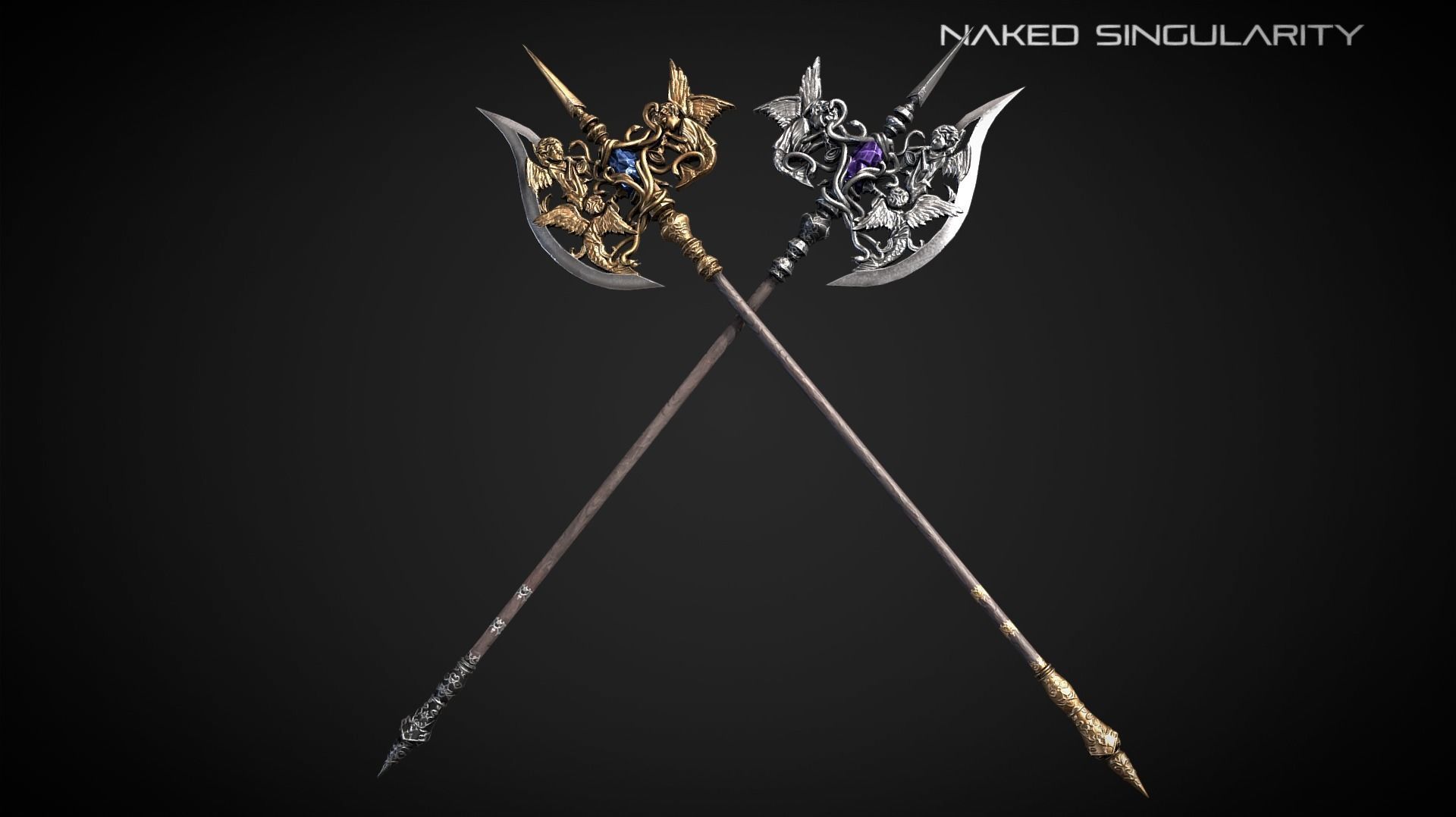 3D model Tri angel halberd Medieval dark fantasy VR / AR / low-poly ...