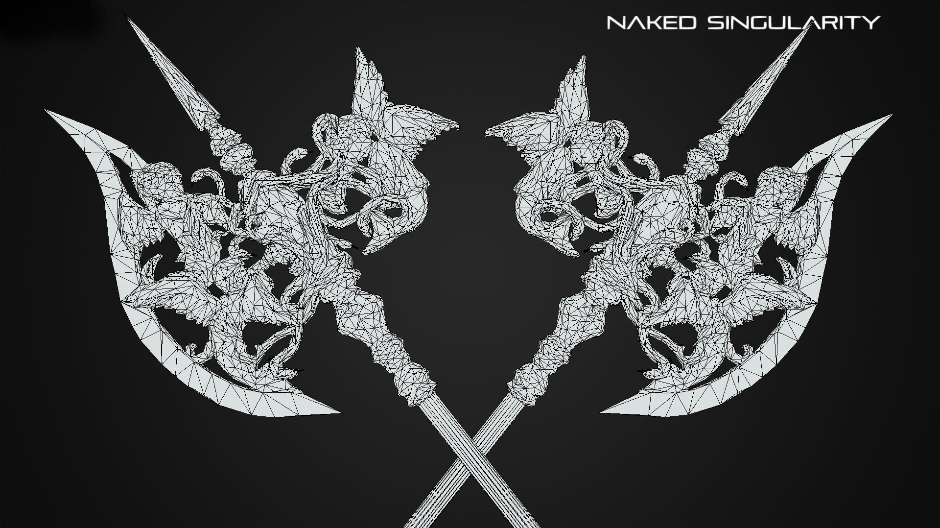 3D model Tri angel halberd Medieval dark fantasy VR / AR / low-poly ...