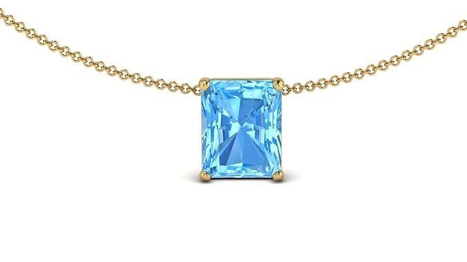 Pendant Necklace Octagonal Rectangular Gem 10x8 mm 3D model 3D ...