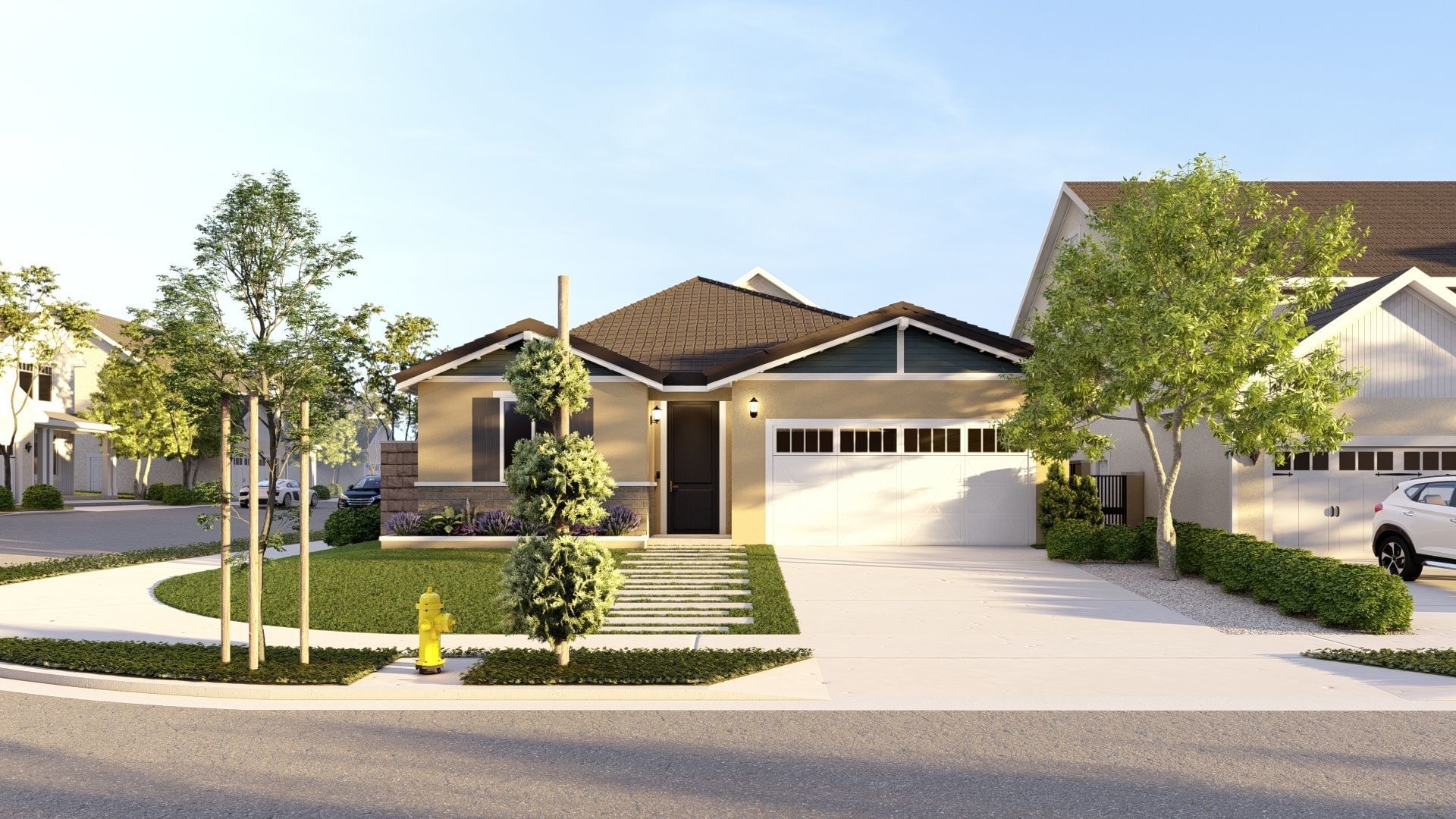 3D Exterior Scene 3D model design garden and landscape city 3D model ...