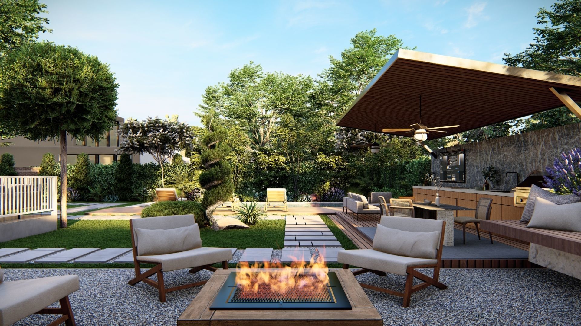 3D Exterior Scene 3D model design garden and landscape 3D model | CGTrader